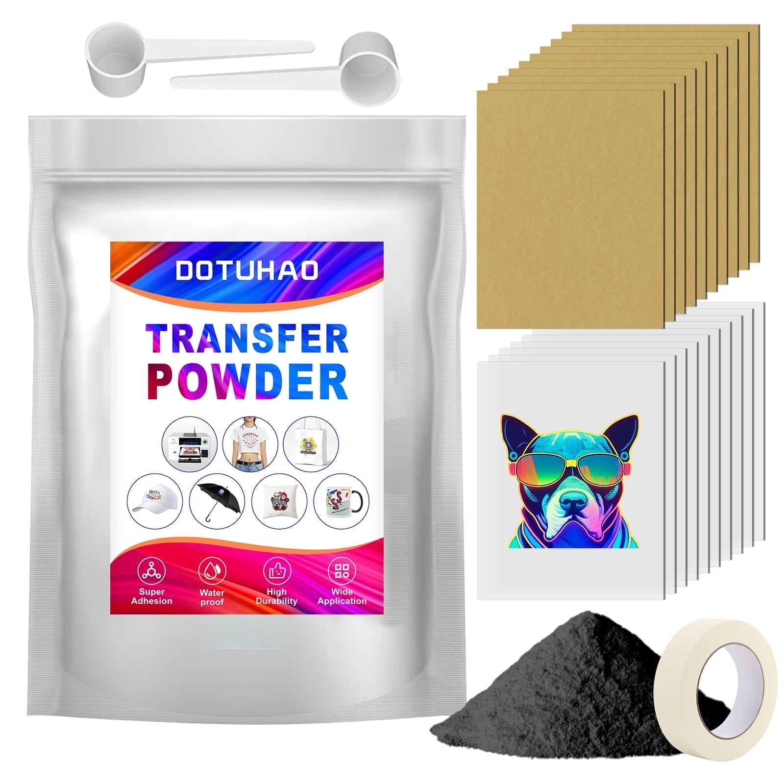 DTF Transfer Powder, Transfer Film and Powder Kit, Starter Kit, for DTF and Sublimation Printers ...
