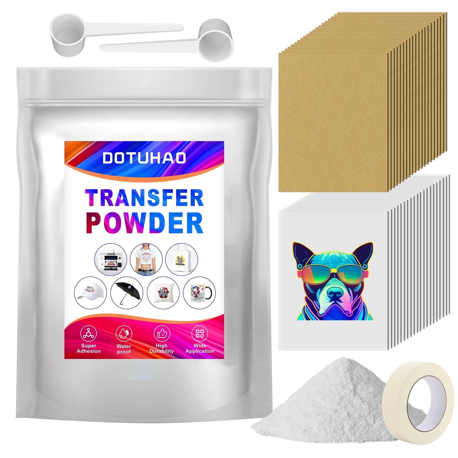 DTF Transfer Powder, Transfer Film and Powder Kit, Starter Kit, for DTF and Sublimation Printers ...