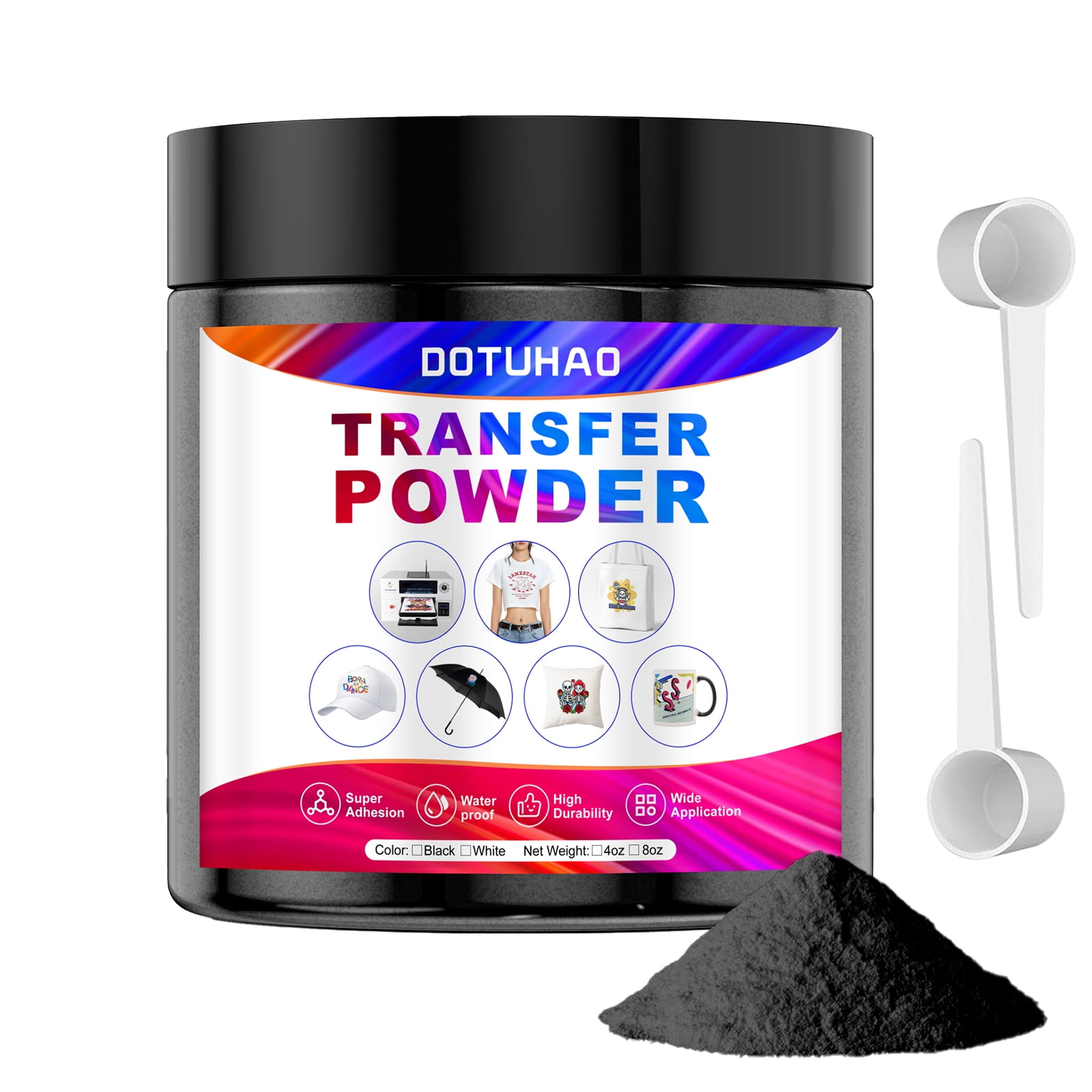 DTF Powder, White DTF Transfer Powder, Sublimation Powder with 2 Spoon for Colored Garments, DTF ...
