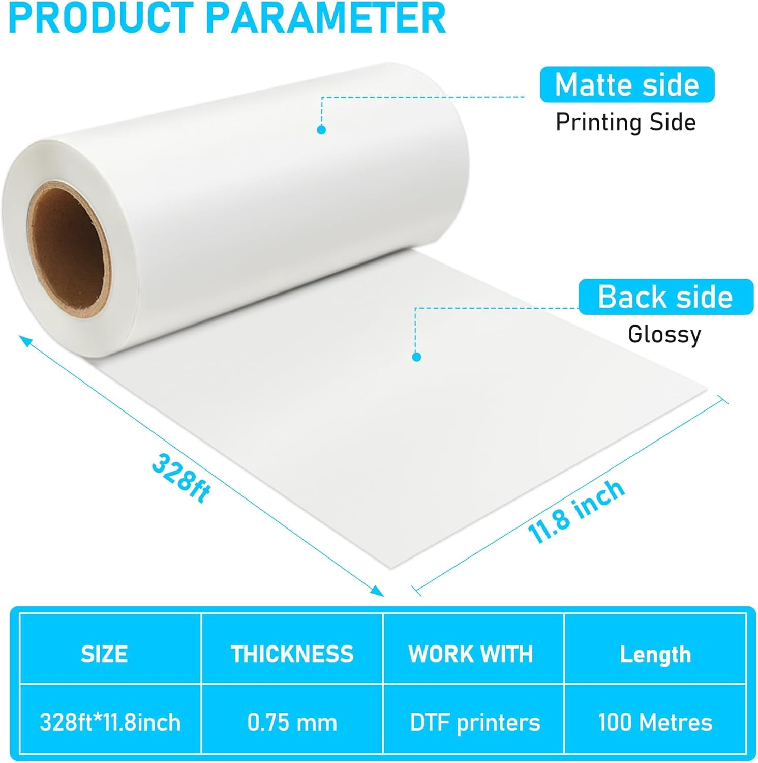 DTF Transfer Film - 100PCS Sheets Double-Sided Matte DTF Film, Direct ...