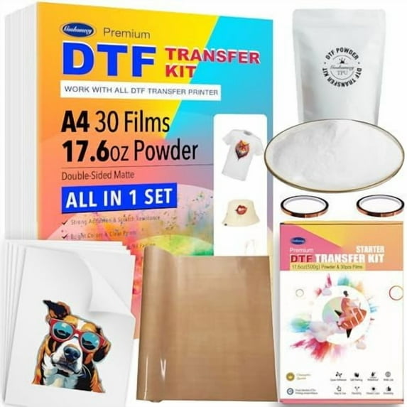 DTF Transfer Paper and Powder, 30pcs A4 Transfer Paper and 250 gm ...