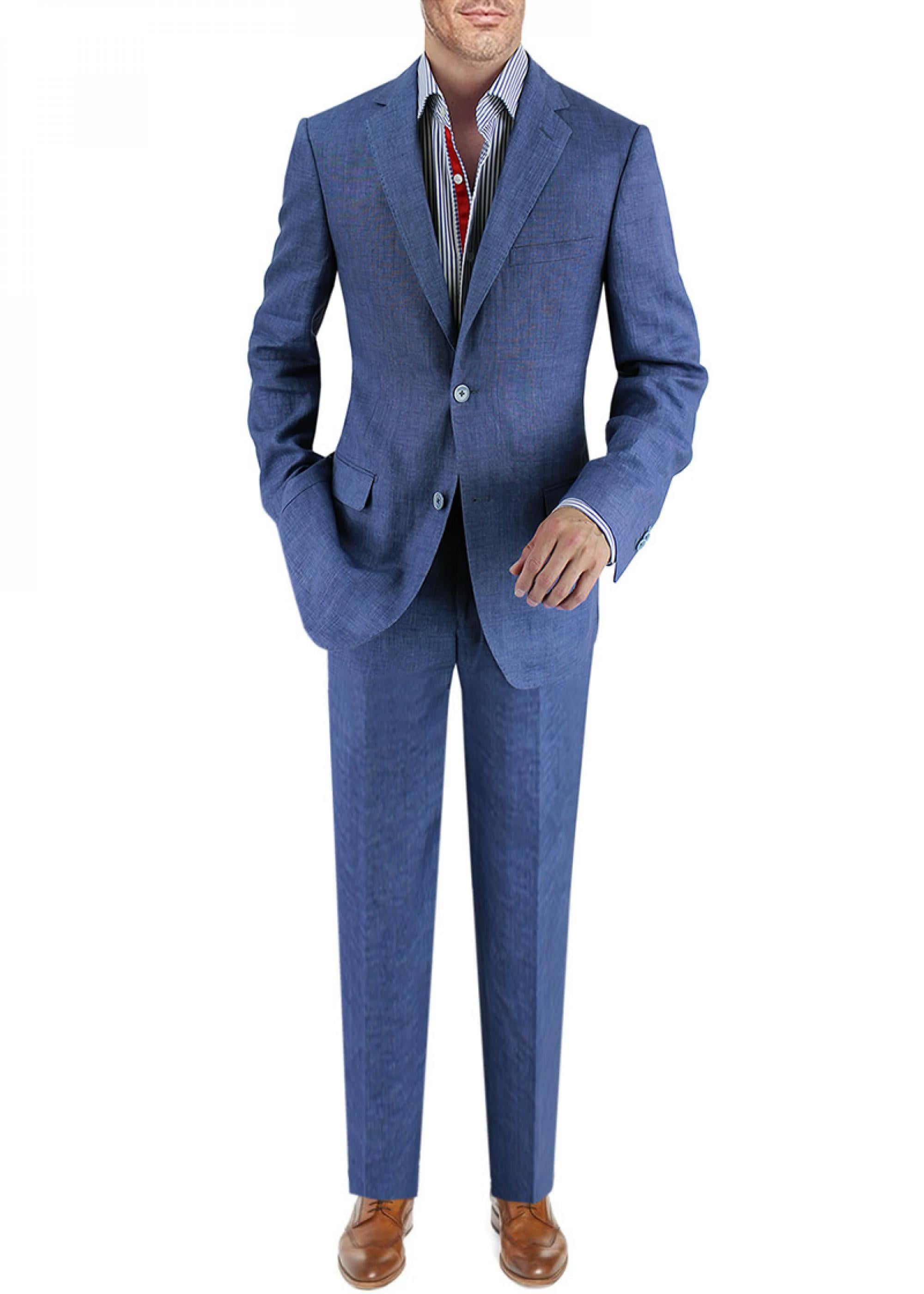 Mens Side Vent 2-piece Blue Linen Modern Fit Suit DTI DARYA - Walmart.com