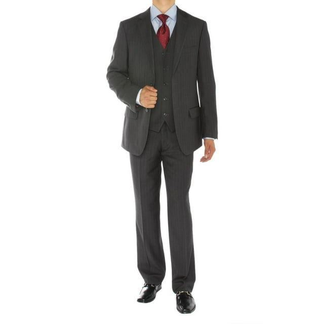 Mens Side Vent 3-piece Charcoal Cotton Modern Fit Suit DTI - Walmart.com