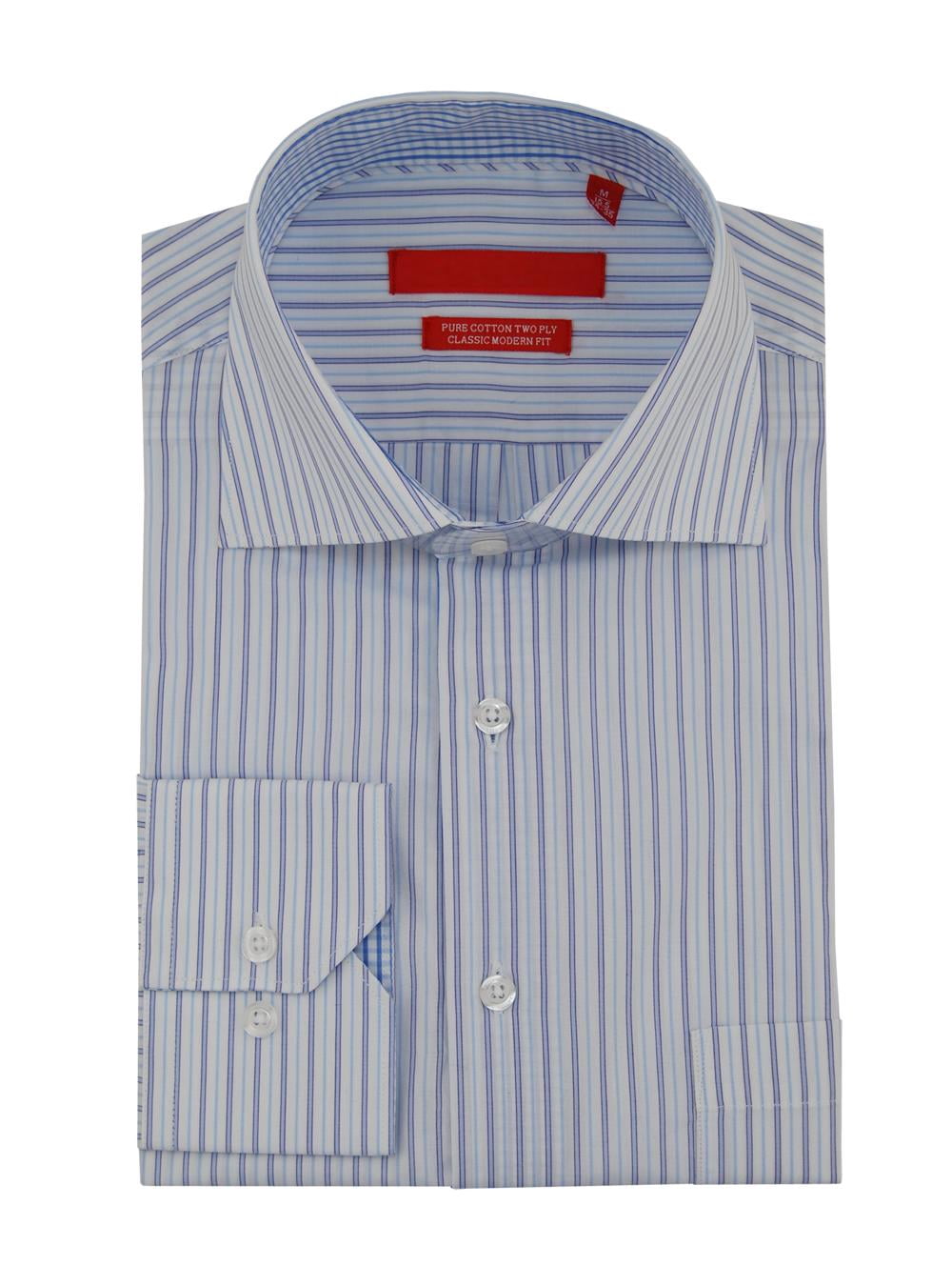 DTI GV Executive Mens Striped Dress Shirt Cotton Spread Collar Barrel ...