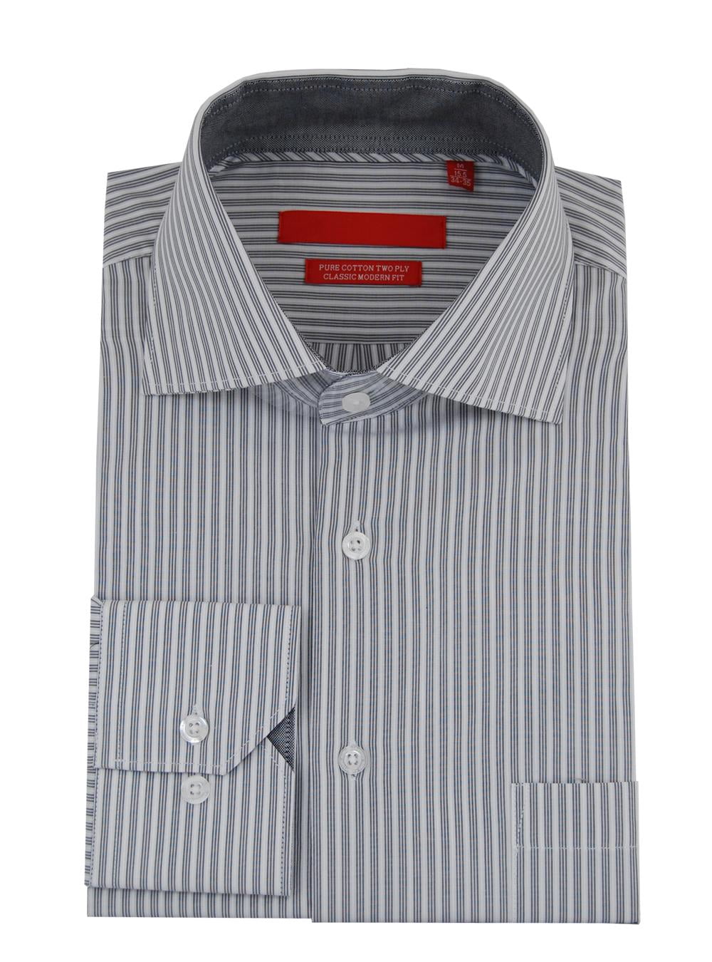 DTI GV Executive Mens Striped Dress Shirt Cotton Spread Collar Barrel ...