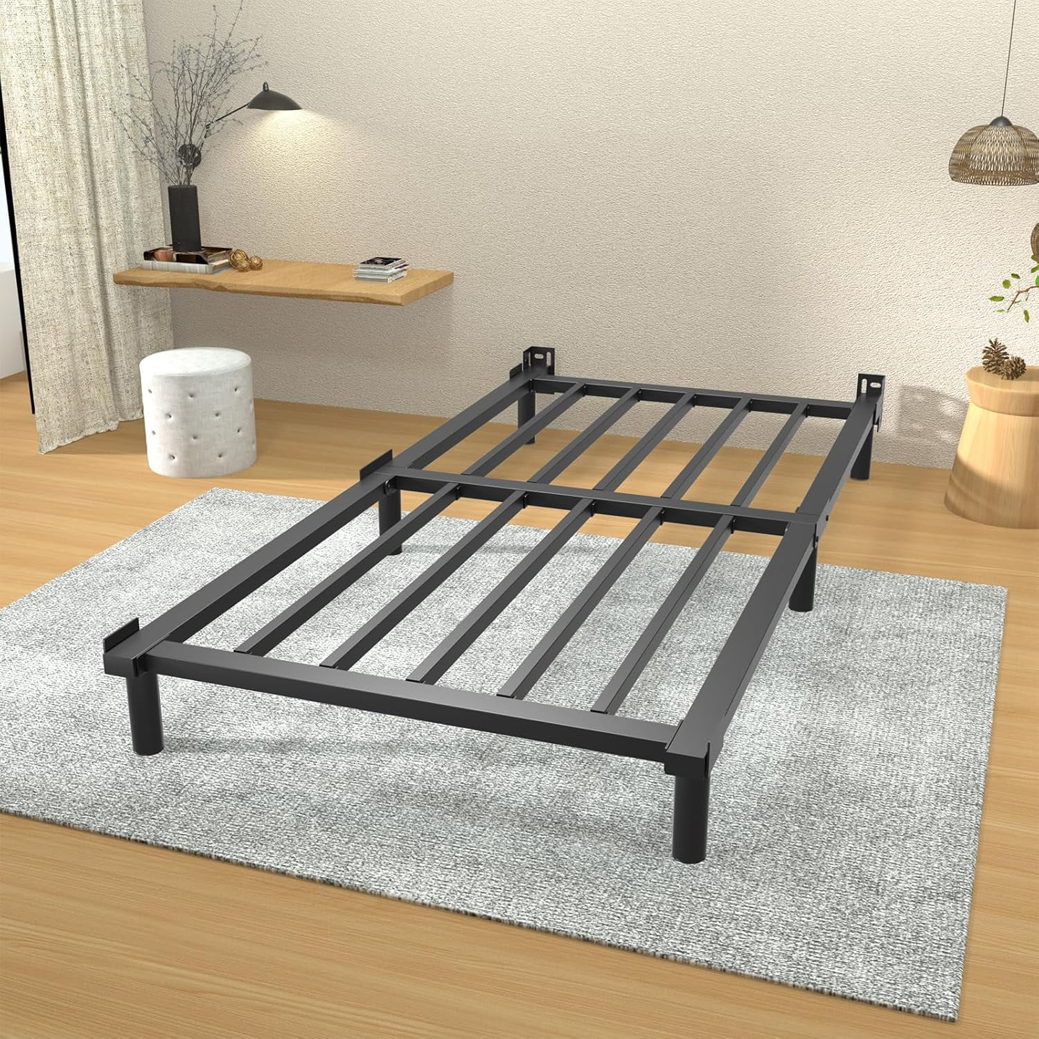 DTIG Tool-Free Easy Assembly Low Bed Frame Twin XL, 7 Inch Platform Bed ...