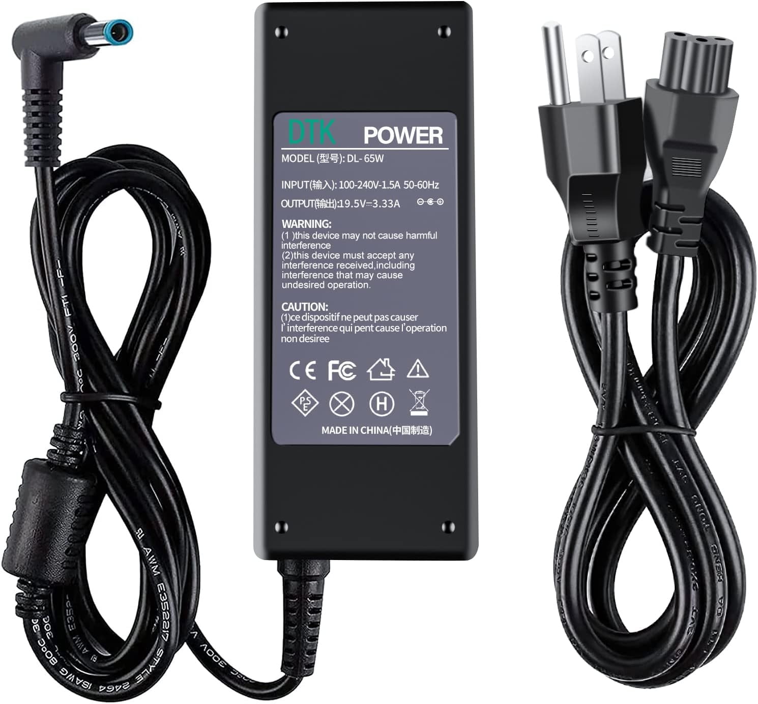 DTK 19.5V 3.33A 65W Ac Laptop Charger for HP 710412-001 PPP009C PPP009D ...