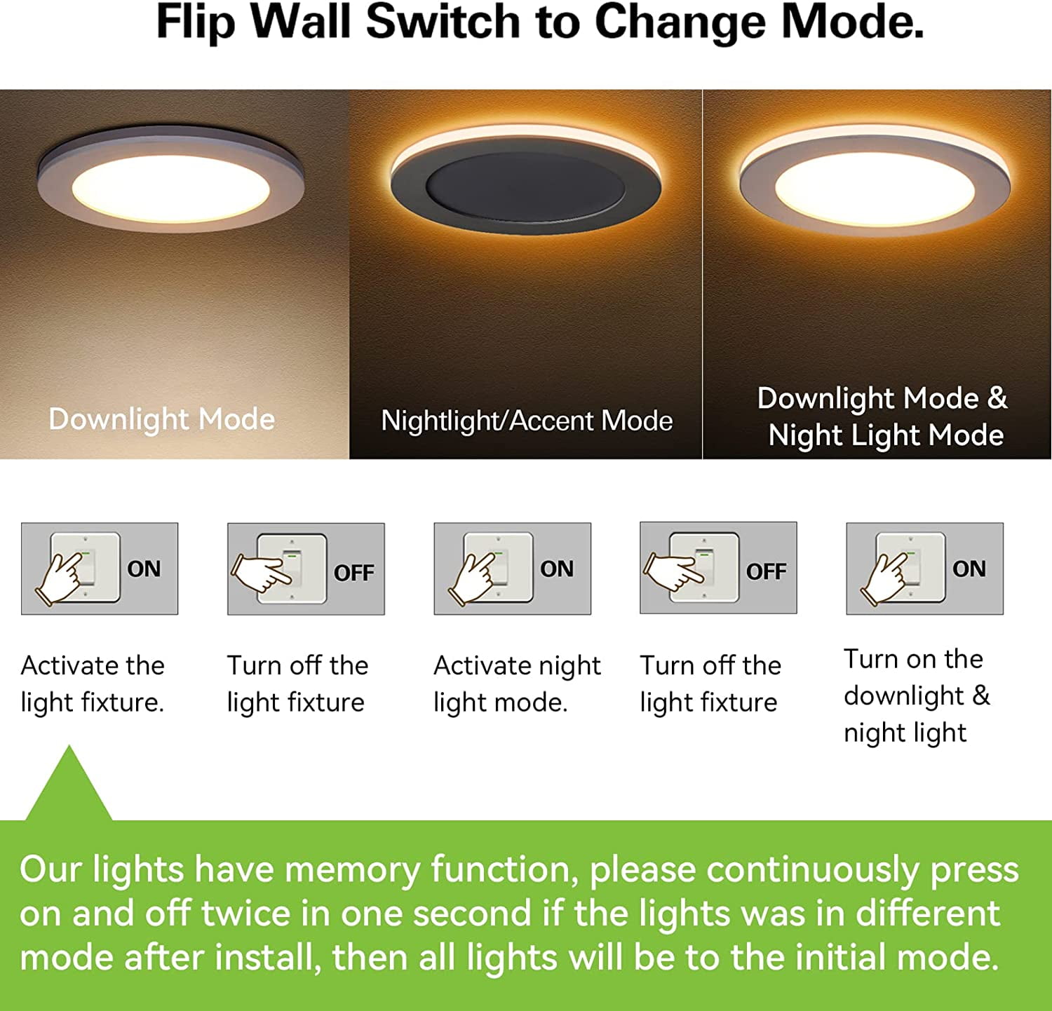 DTLYH 12 Pack 4 Inch 5CCT LED Recessed Ceiling Light with Night Light ...