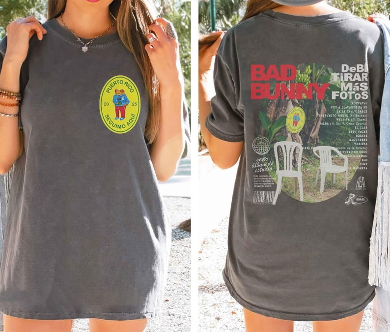 DTMF Bunny Album Two-sided Shirt, Debi Tirar Mas Fotos, Bad Shirt Bunny ...