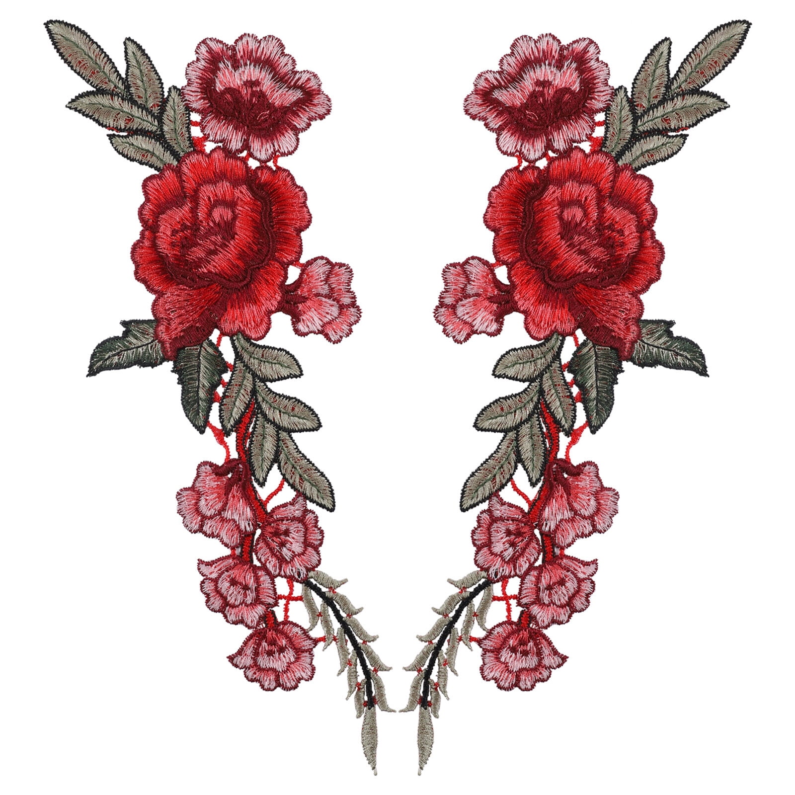 DTOWER 1 Pair DIY Rose Flower Embroidered Patches Sew On Patch Applique ...