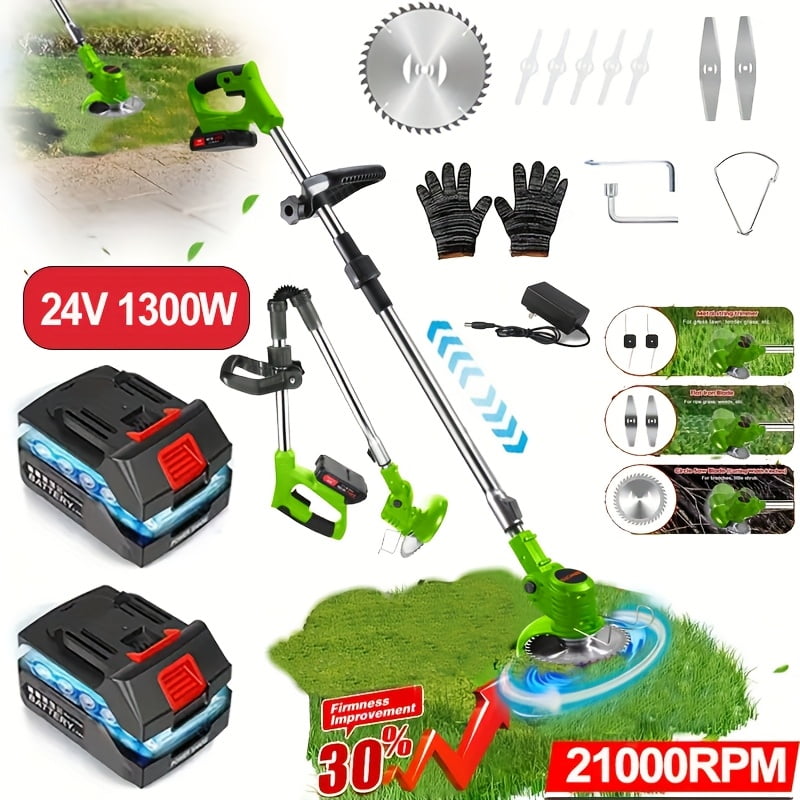 DTOWER Cordless Weed Wacker, 3 in 1 Cordless Grass Trimmer with 3 Types ...