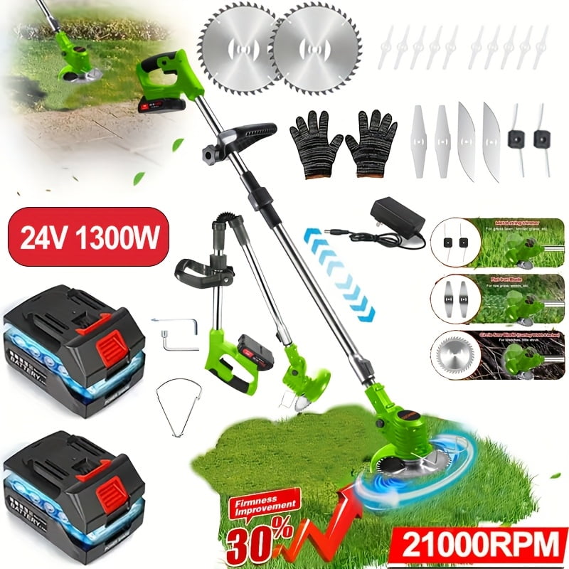 DTOWER Cordless Weed Wacker, 3 in 1 Cordless Grass Trimmer with 3 Types ...