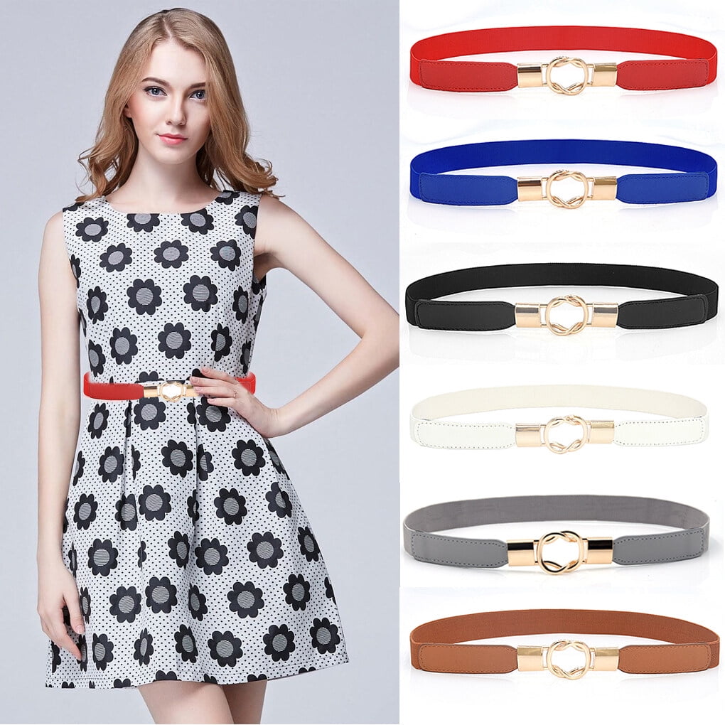 DTOWER Dress Belt Elastic Universal Narrow Leather Straps with Buckles ...