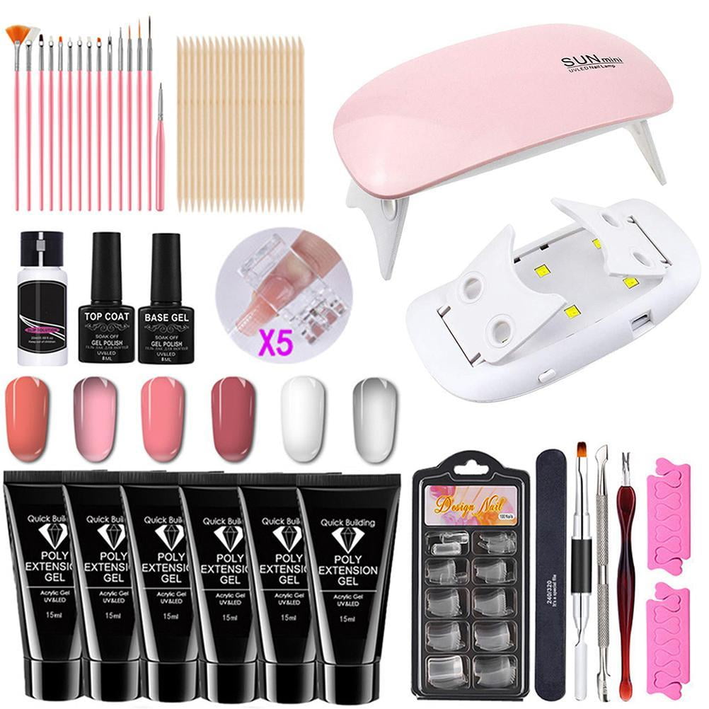 DTOWER Nail Gel Set 6 Colors Nail Extension Gels with Nail Lamp Top ...