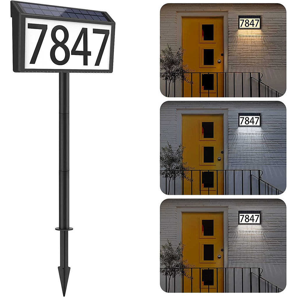 OhhGo Solar Address Sign, House Numbers for Outside Rechargeable LED ...