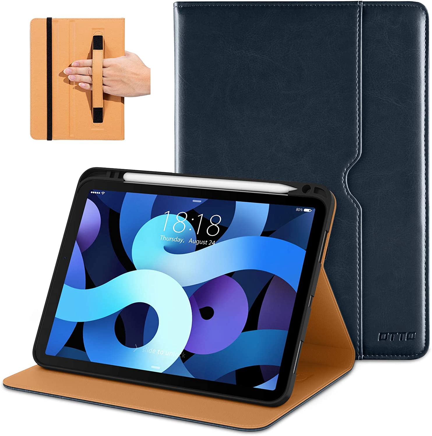 DTTO iPad Air 5th/4th Case, Premium Leather Business Folio Stand Cover ...