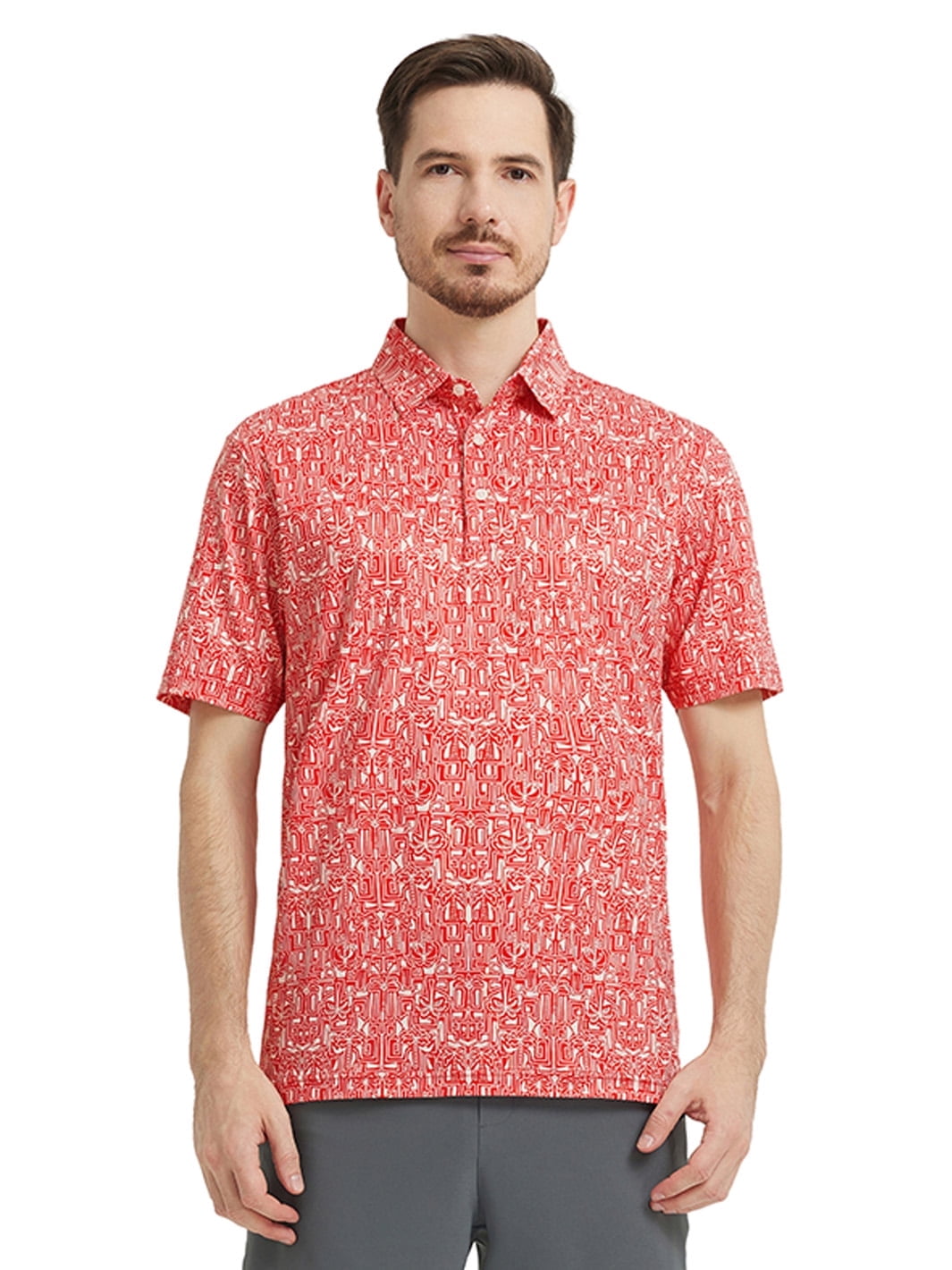 DTWOOO Men's Golf Shirts Short Sleeve Print Performance Moisture ...