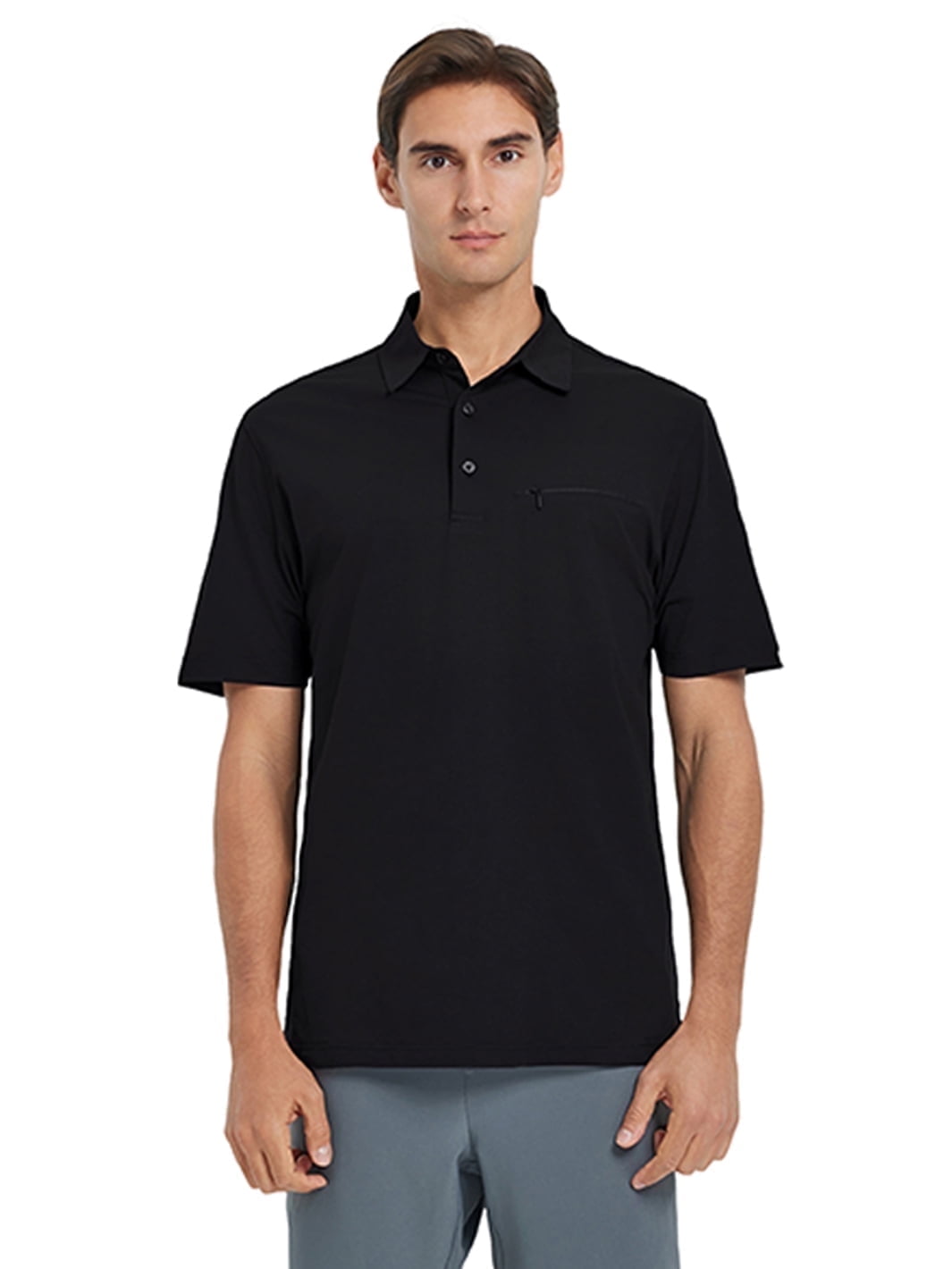 DTWOOO Men’s Hidden Zip Pocket Polo Shirts Short Sleeve Casual Solid ...