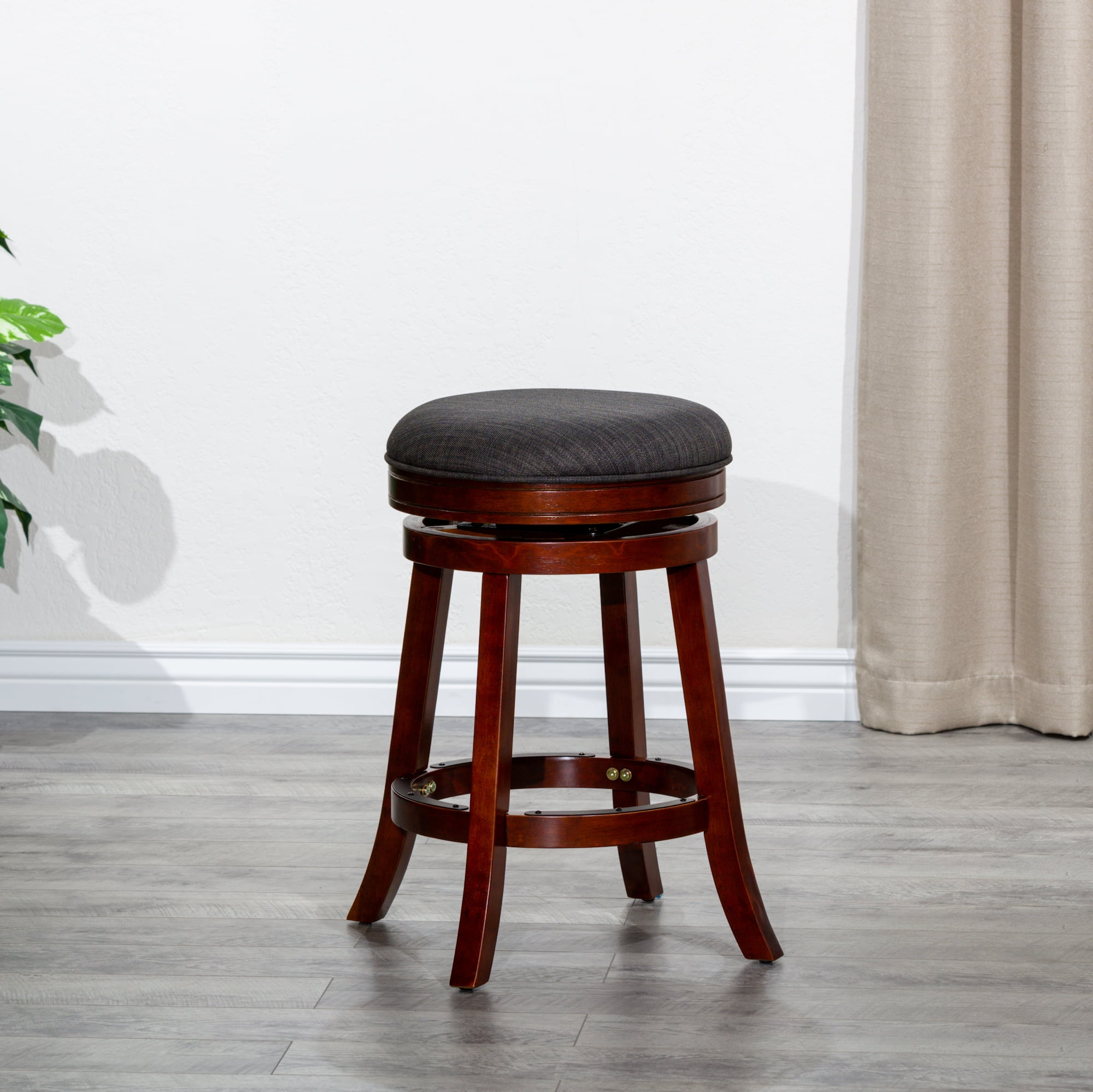 DTY Indoor Living Creede Backless Swivel Stool, Cherry Finish, 30" Bar ...