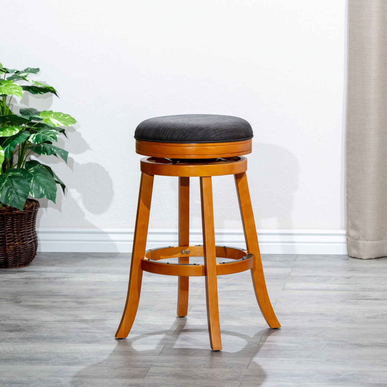DTY Indoor Living Creede Backless Swivel Stool, Natural Finish, 30" Bar ...