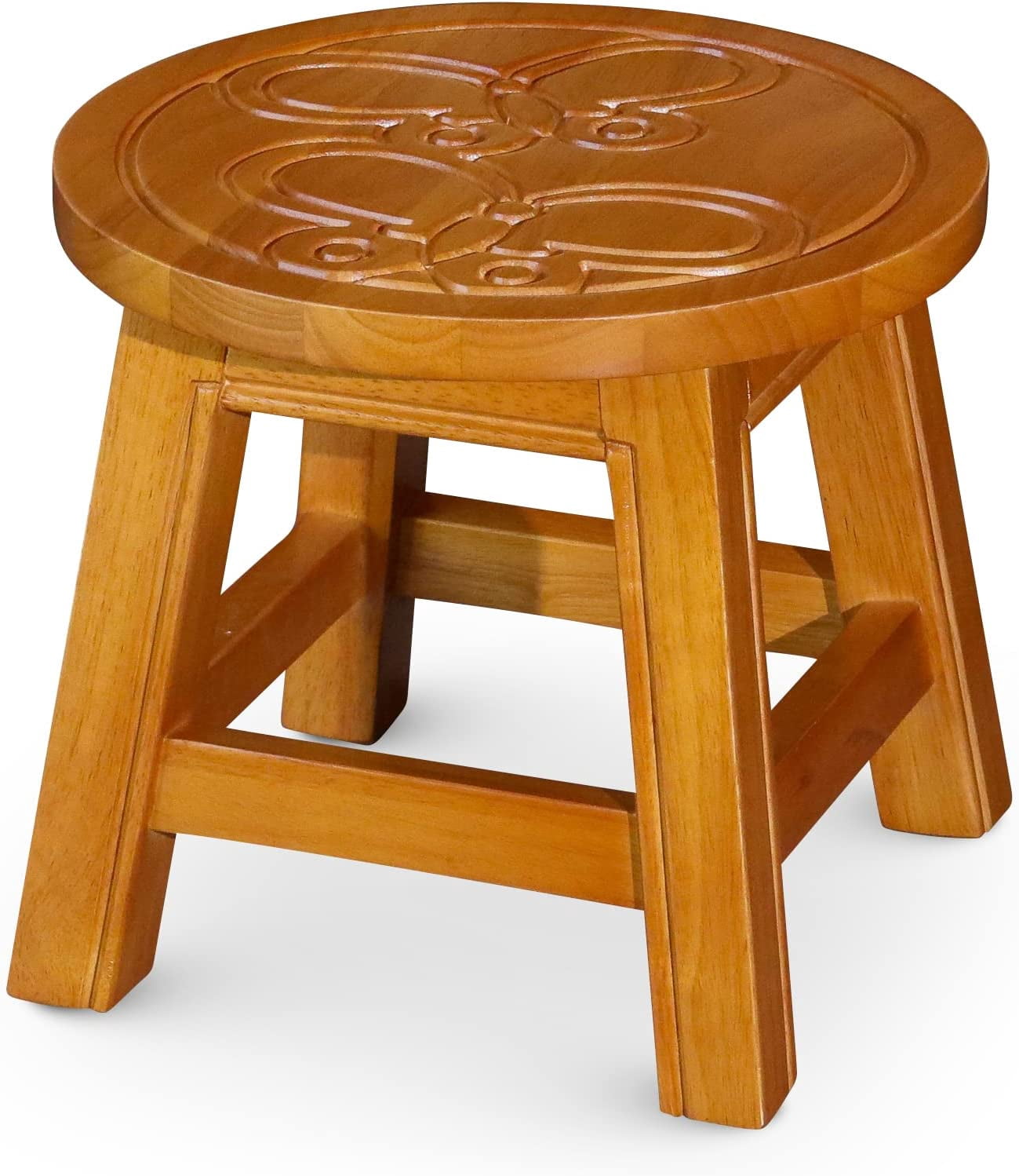 DTY Indoor Living Fairplay Carved Wooden Step Stool, Butterflies ...