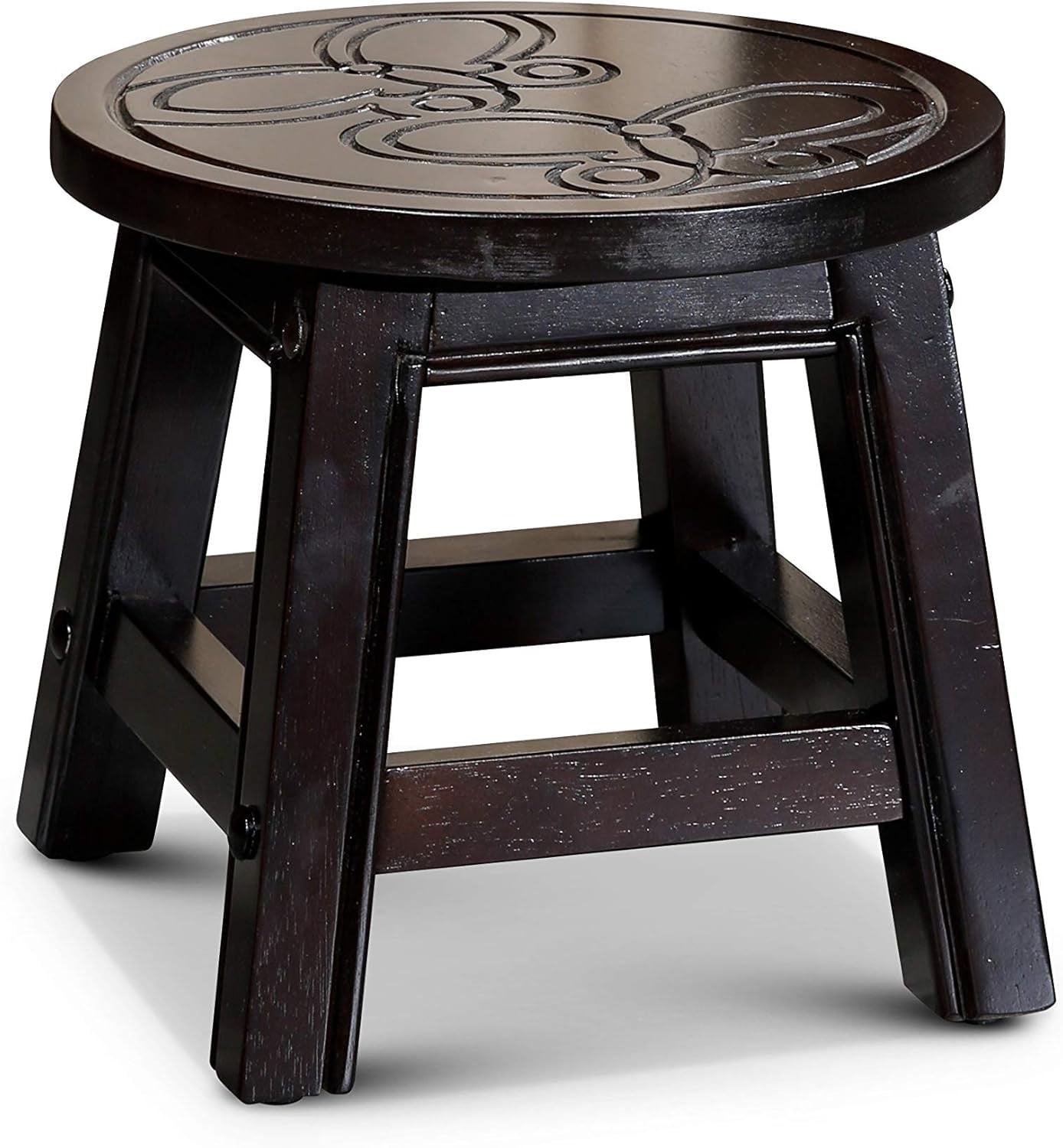 DTY Indoor Living Fairplay Carved Wooden Step Stool, Butterfly, Dark ...