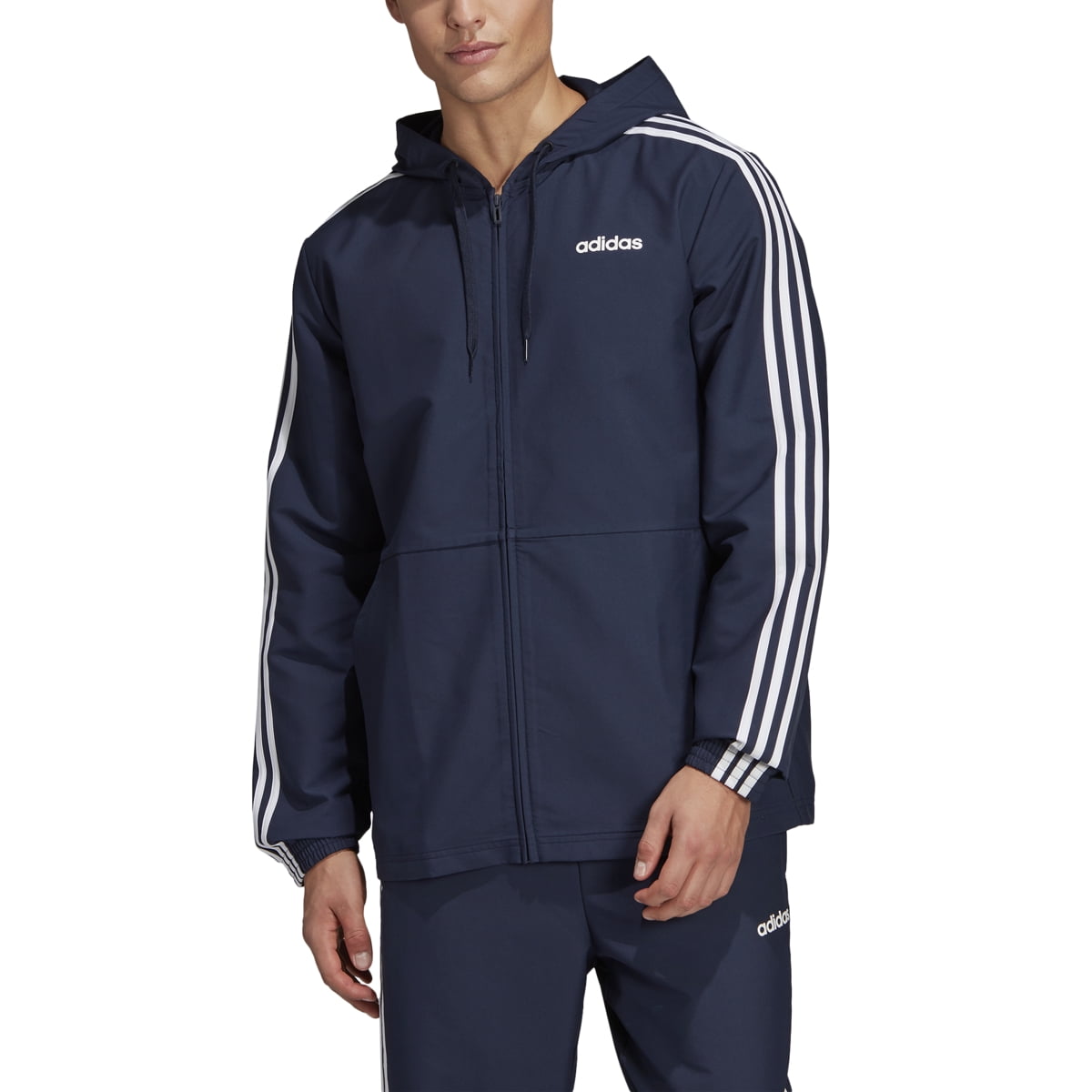[DU0461] Mens Adidas Essentials 3-Stripes Woven Windbreaker - Walmart.com