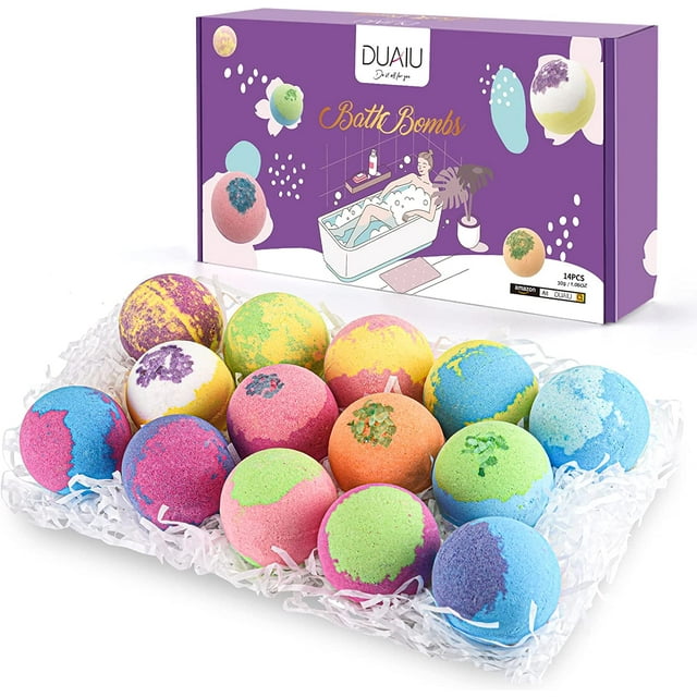 DUAIU 14Pcs Bath Bombs Gift Set - Organic, Essential Oil, Spa Box for ...