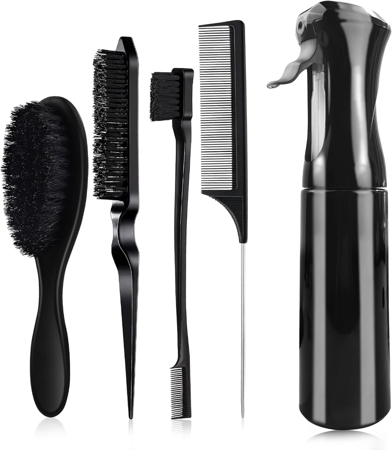 DUAIU 5PCS Slick Back Hair Brush Set,Boar Bristle & Edge Styling ...