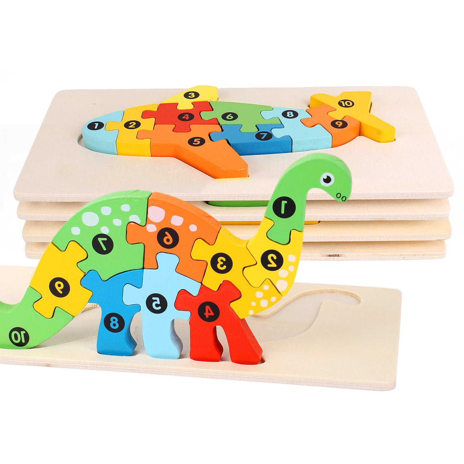 DUAIU Toddler Puzzles, Wooden Puzzles for Kids Ages 3-5, 4-Pack ...