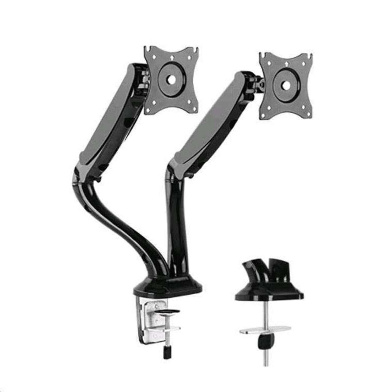 DUAL ARM TV LCD MONITOR DESK MOUNT BRACKET ARTICULATING SWIVEL GAS ...