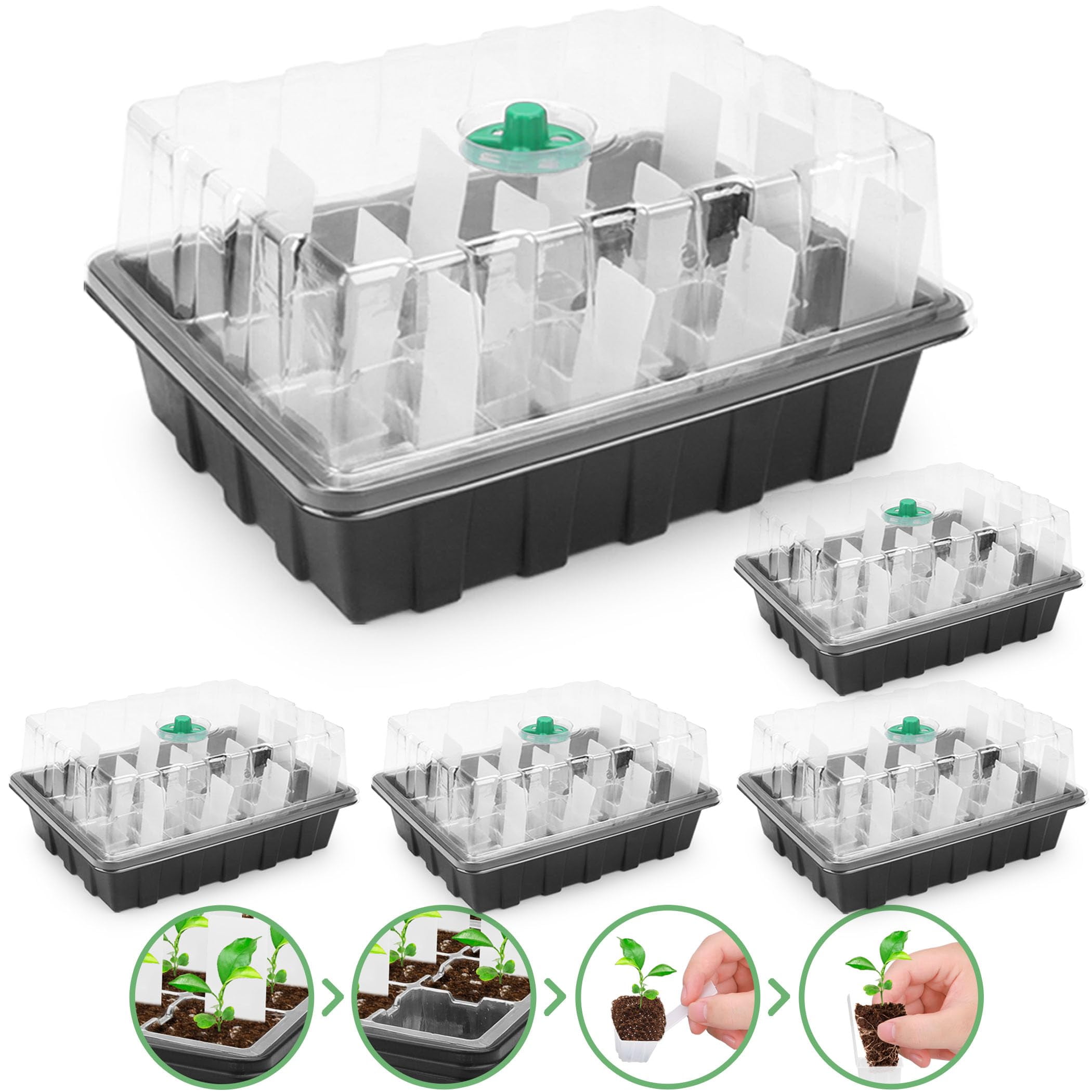 DUALCROWN-5 Pack PlantEGSC Trays with 60pcs Puller Reusable, Seed ...