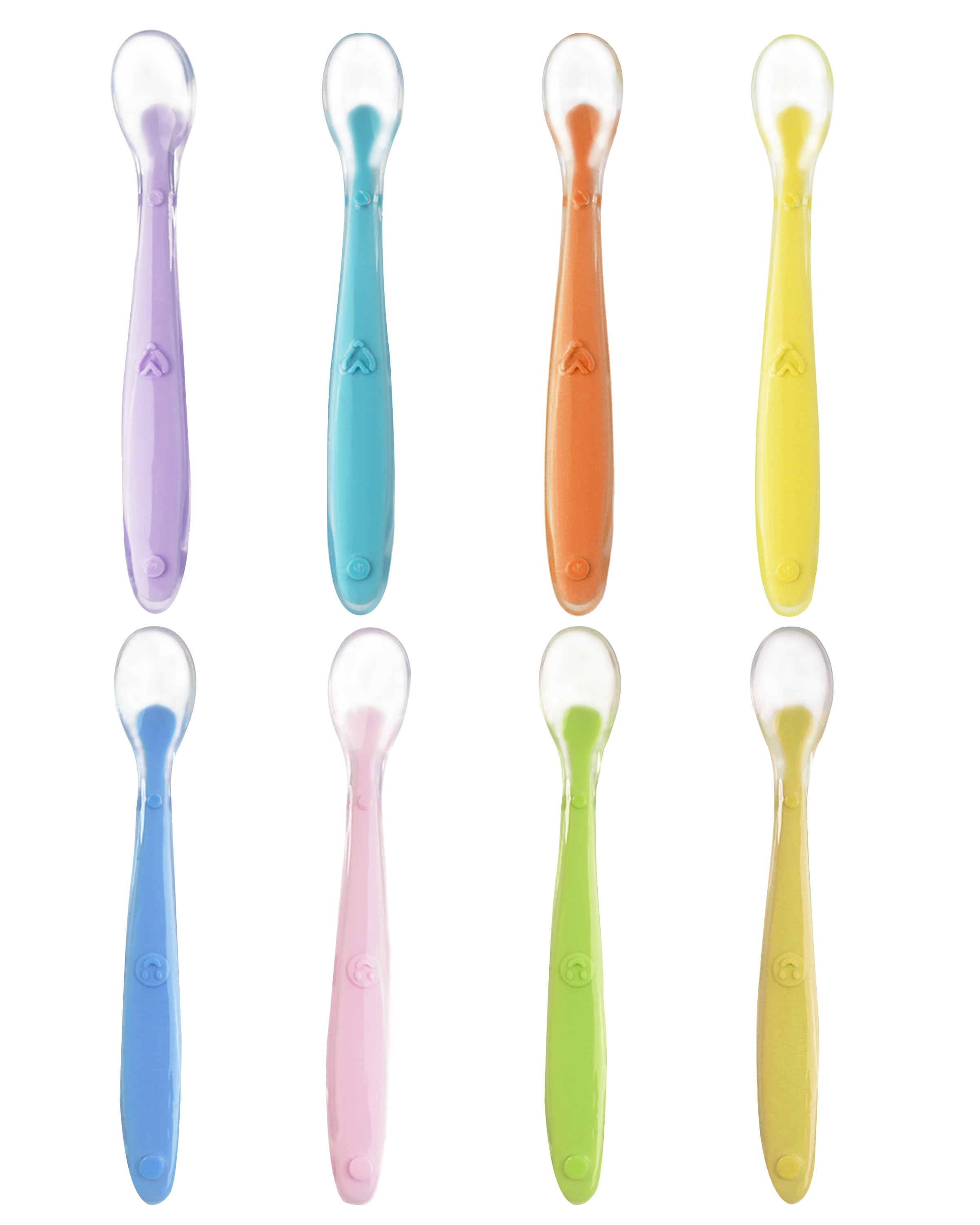 DUALFERV Glossy Solid Color Silicone Spoon with Smooth Plastic Handles ...