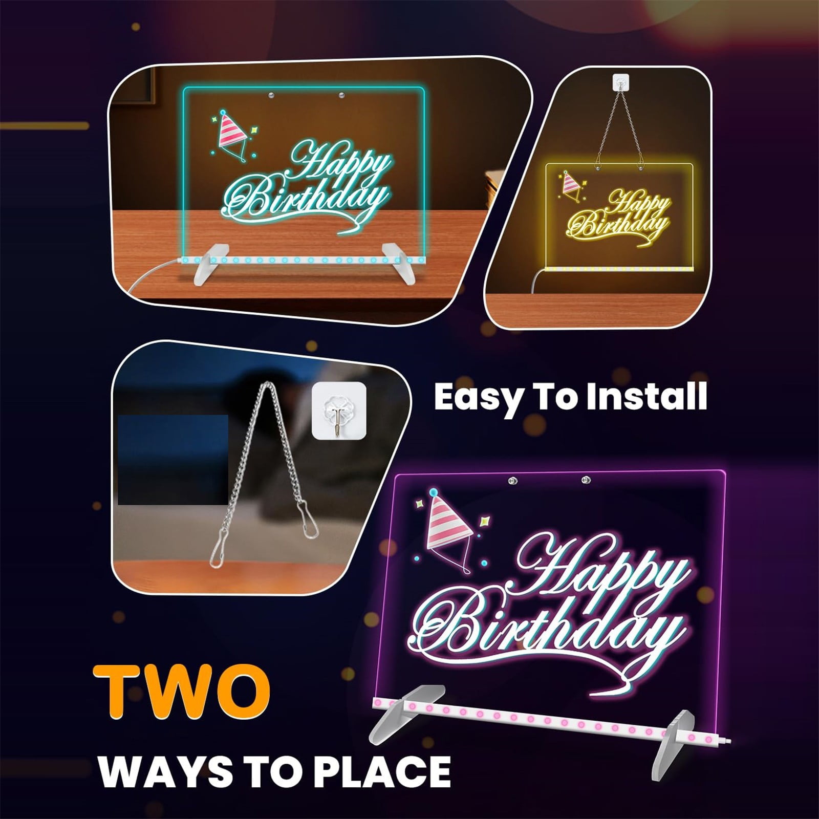 DUANLE 7 Color LED Notepad Acrylic Board With 4 Lights Drawing Writing ...