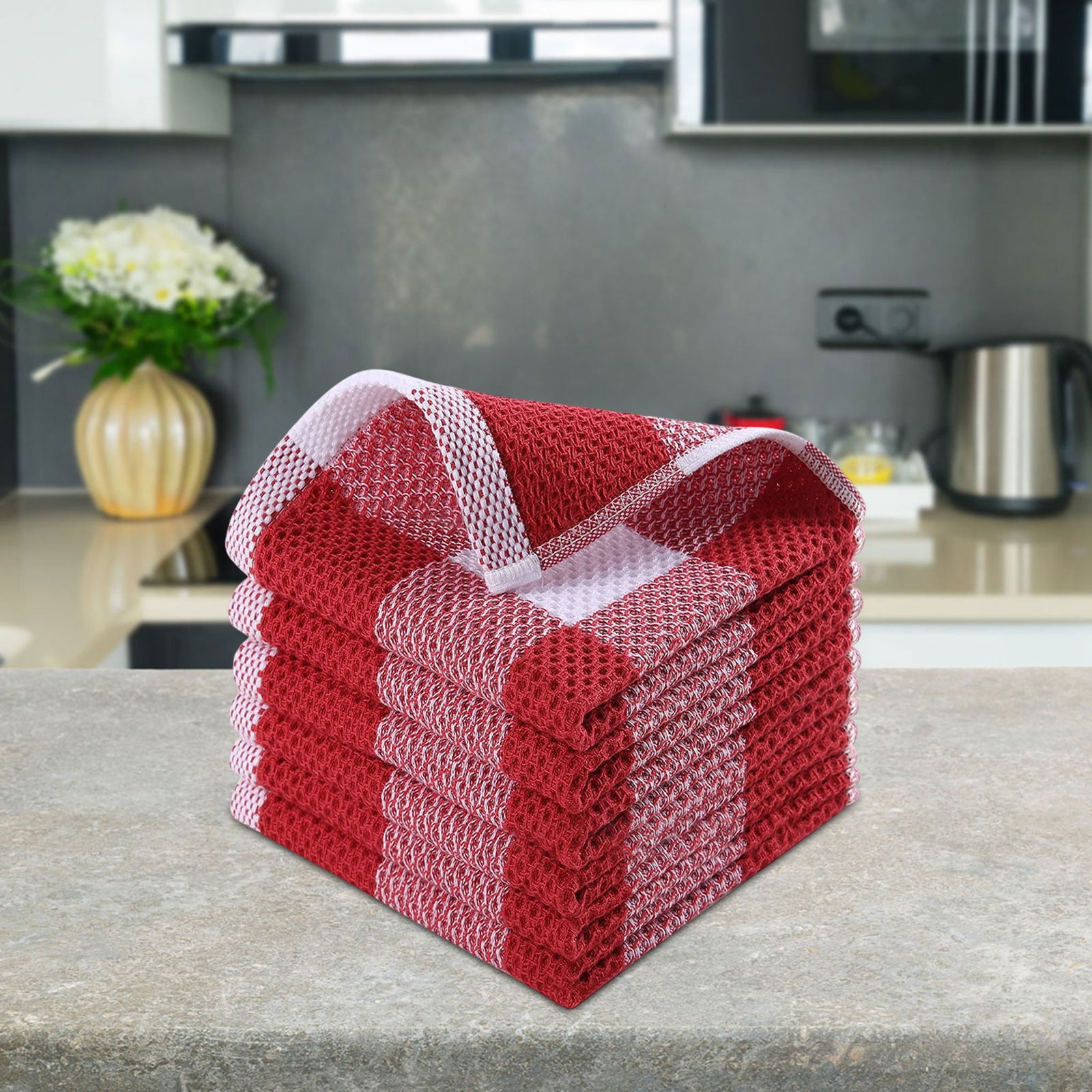 DUANLE Cotton Dishcloths Extra Large And Thickened Weave Kitchen Rags ...