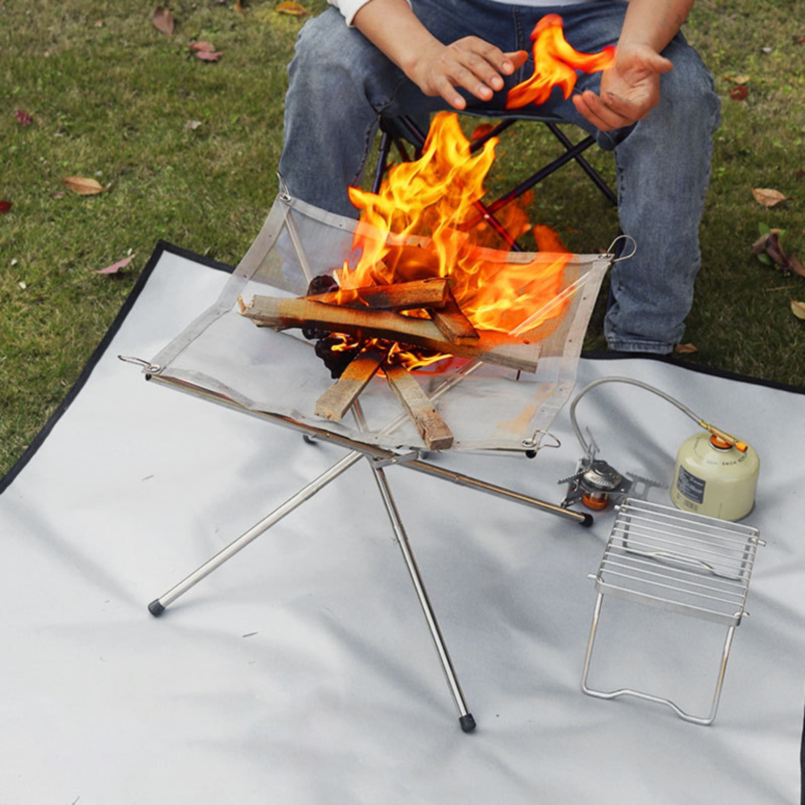 DUANLE Portable Fire Mesh Heat Roll Up Design Stainless Fire Net Wood ...