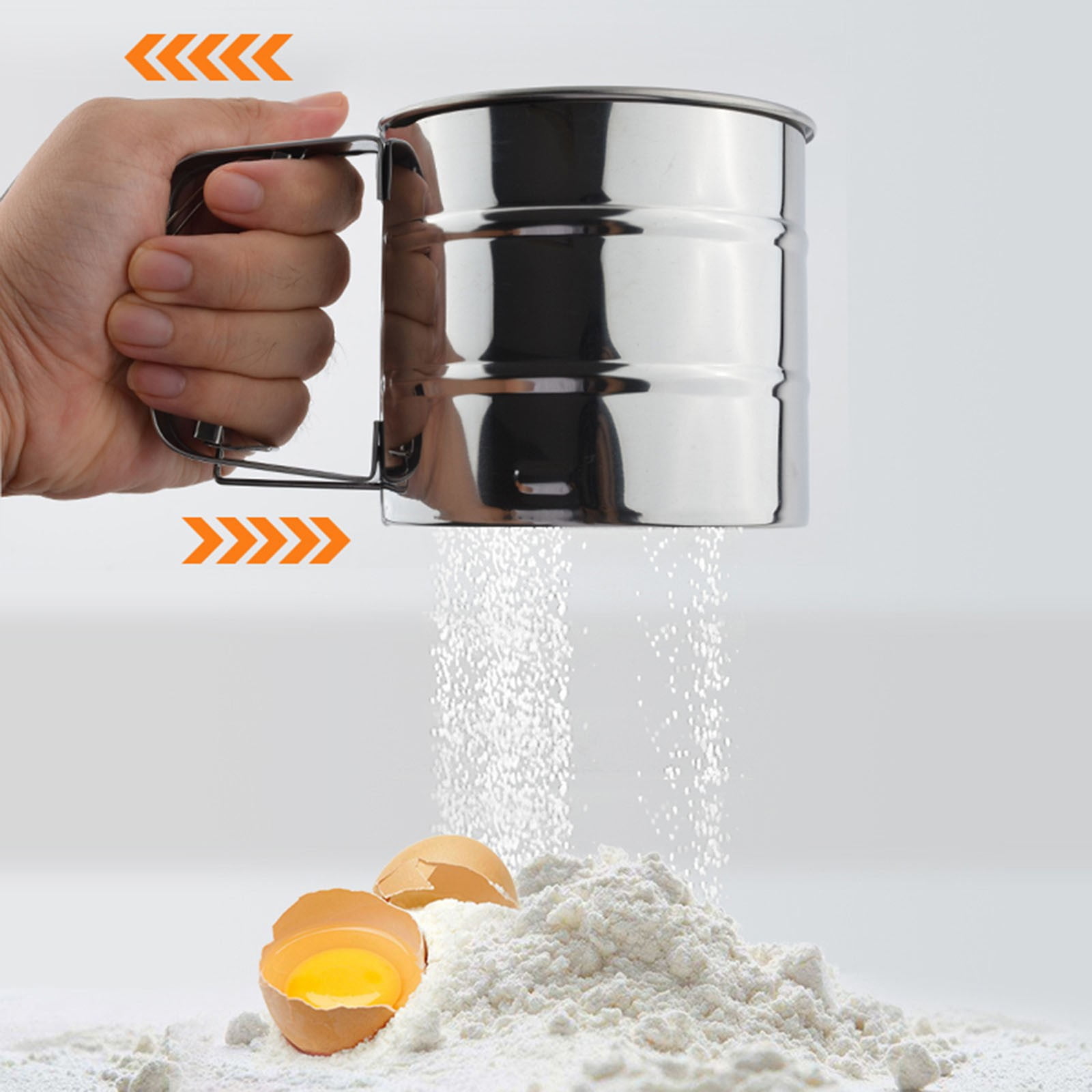 DUANLE Stainless Mesh Flour Mechanical Baking Icing Sugar Shaker Sieve ...