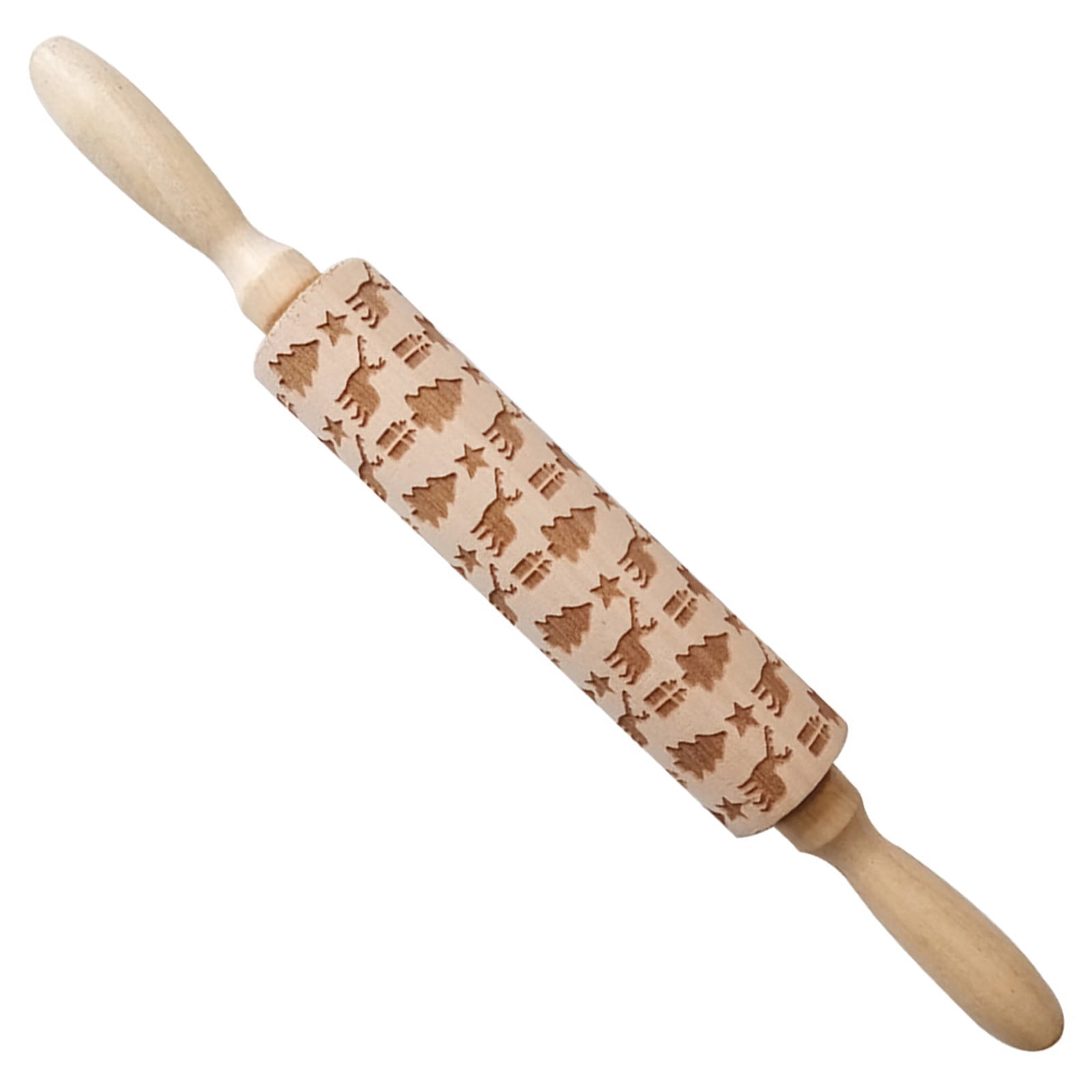 DUAONETS Christmas Wooden Rolling Pin,3d Embossed Wooden Rolling Pin ...