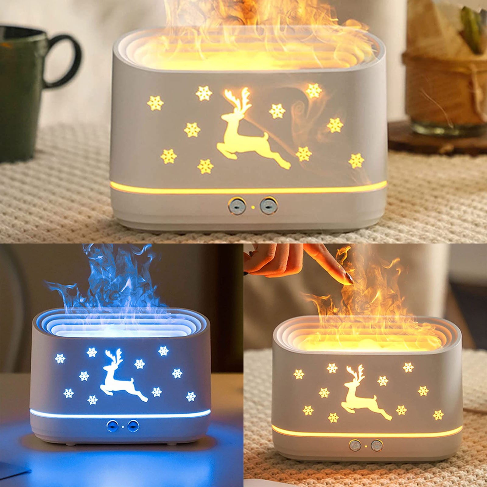 DUAONETS Flame Humidifier Flame Diffuser with Smart Shut Off 300ml ...