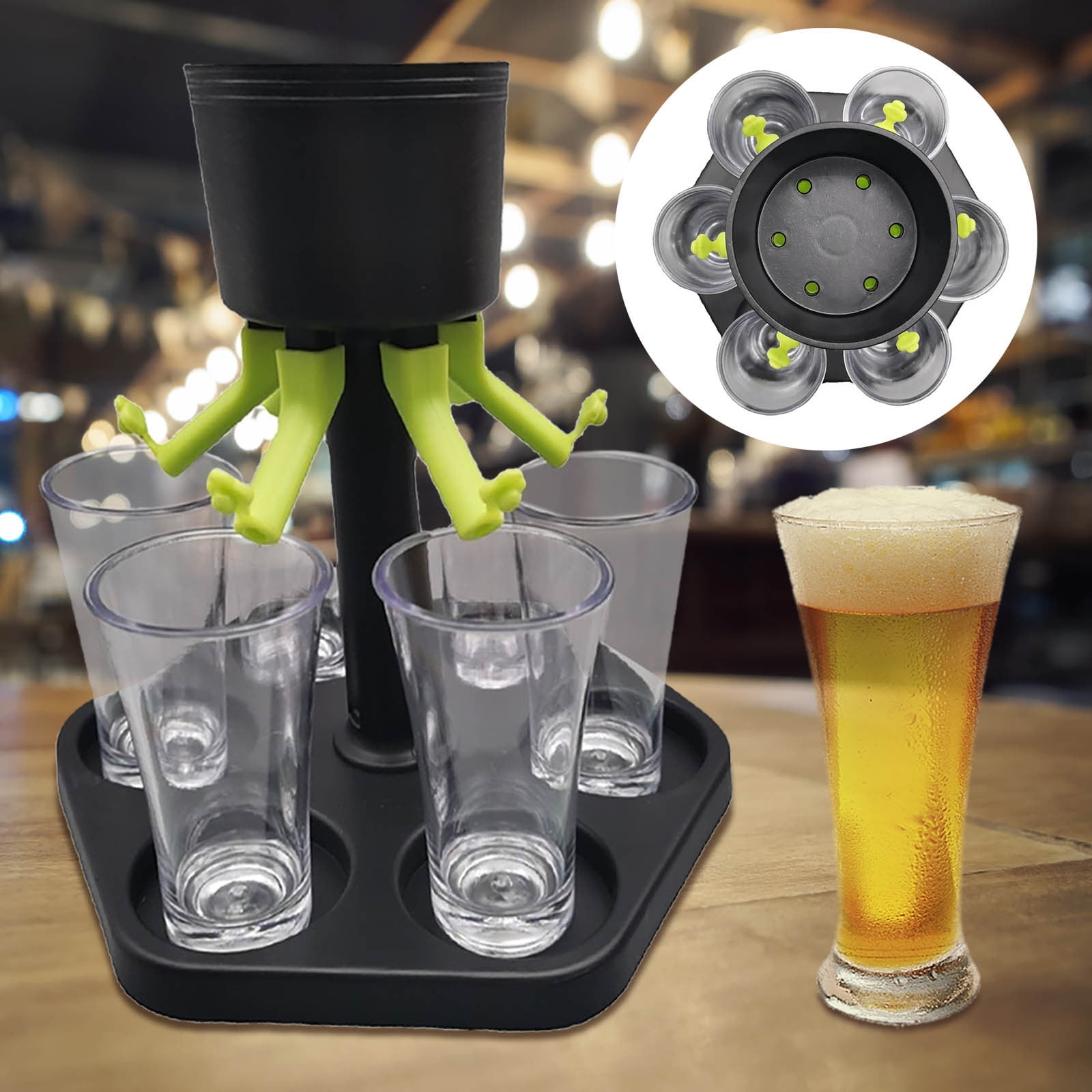 DUAONETS Glass Dispenser and Holder 6 Shot (Including 6 Glasses),Bar ...