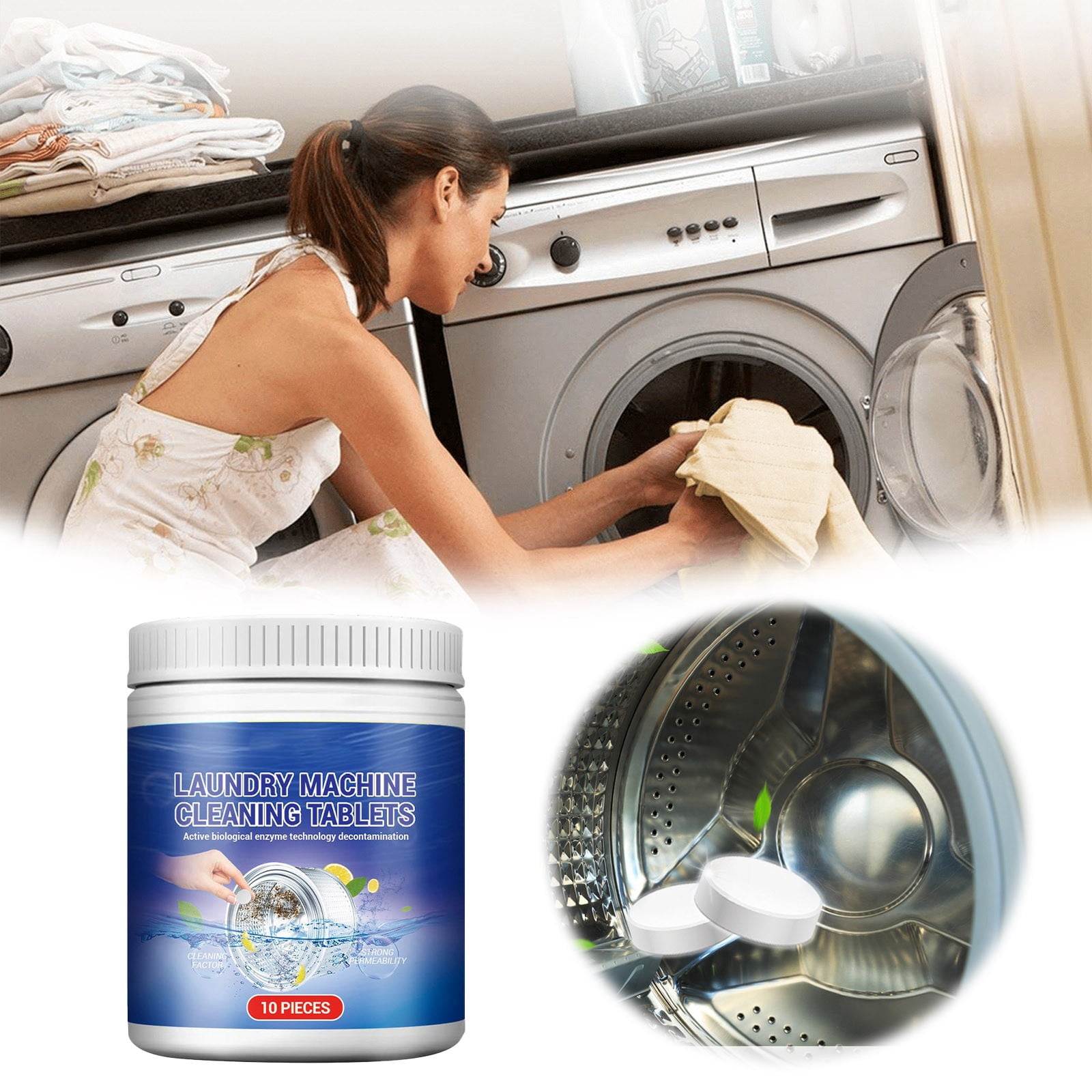 DUAONETS Washing Machine Cleaning Effervescent Plate Drum Cylindrical ...