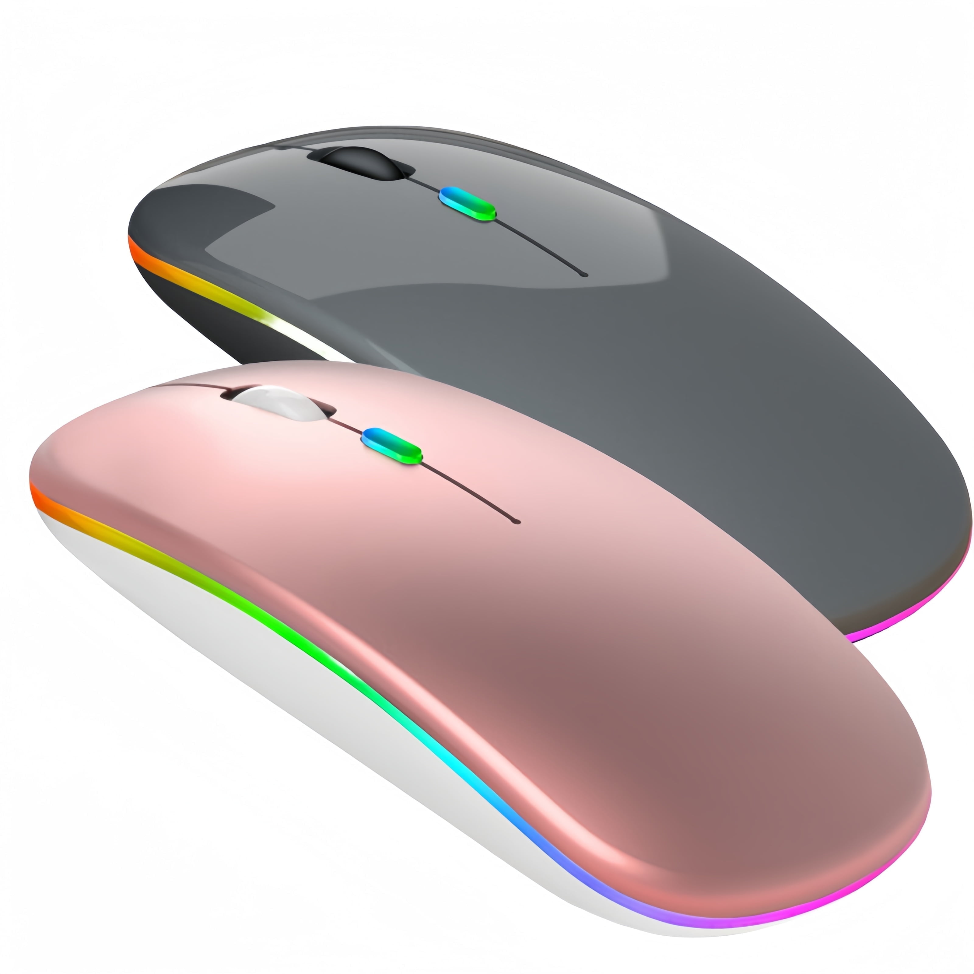 BKSDUEH LED Wireless Mouse, Rechargeable Slim Silent Mouse, Set of 2 ...
