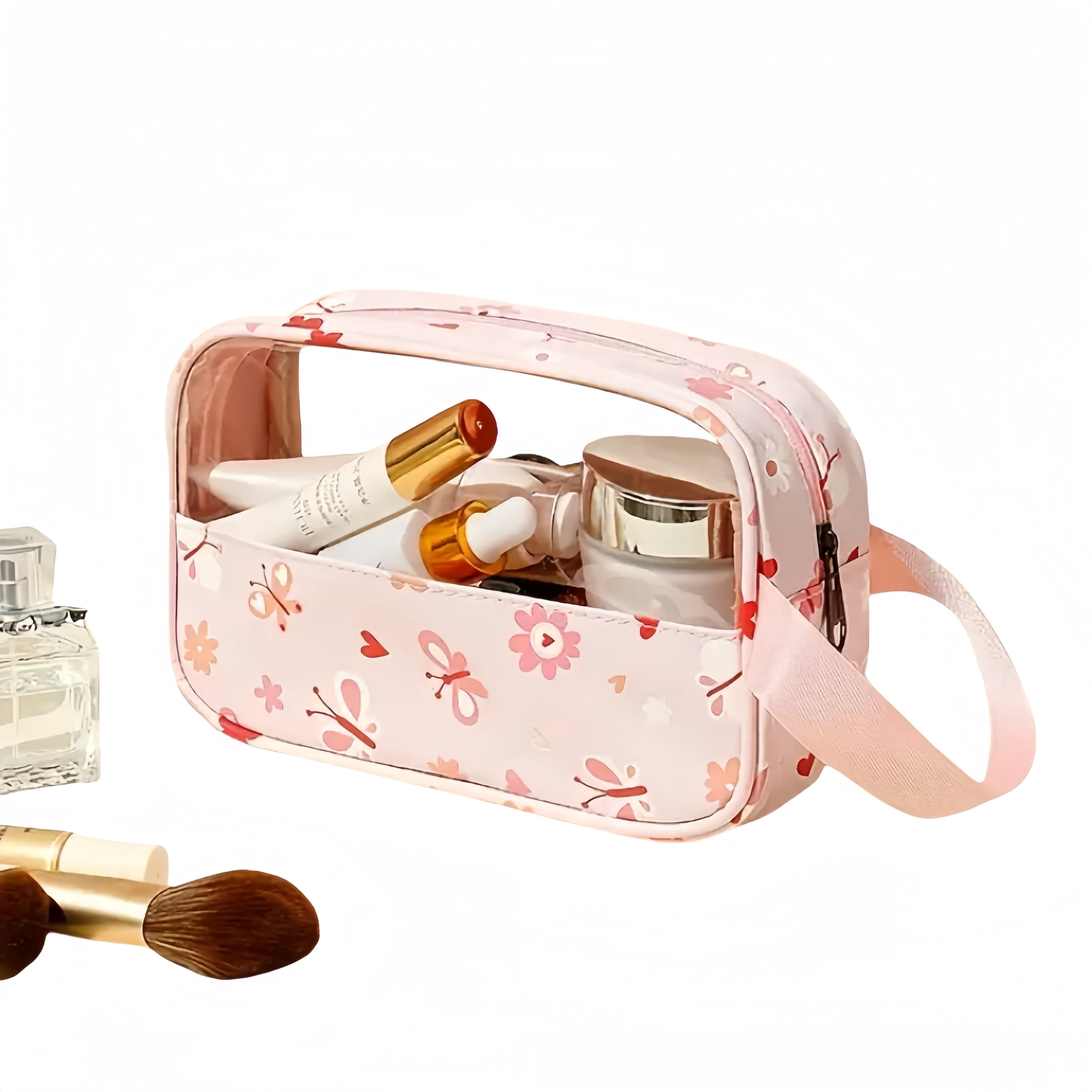 BKSDUEH Travel Toiletry Bag, Waterproof Makeup Bag Set, Floral Pattern ...