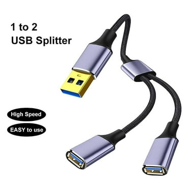 USB 2.0 A 1 Male to 2 Dual Female Data Hub USB Charging Power Y ...