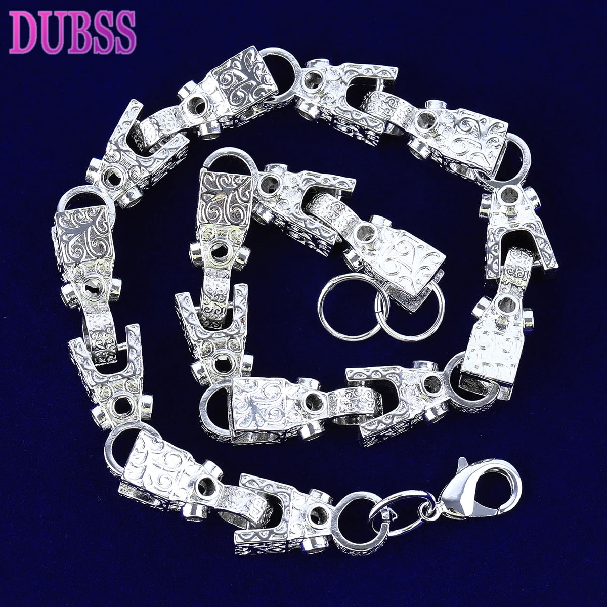 DUBSS 3D Block Cuban Link Chain for Men Real Copper Gold Plated Lobster ...