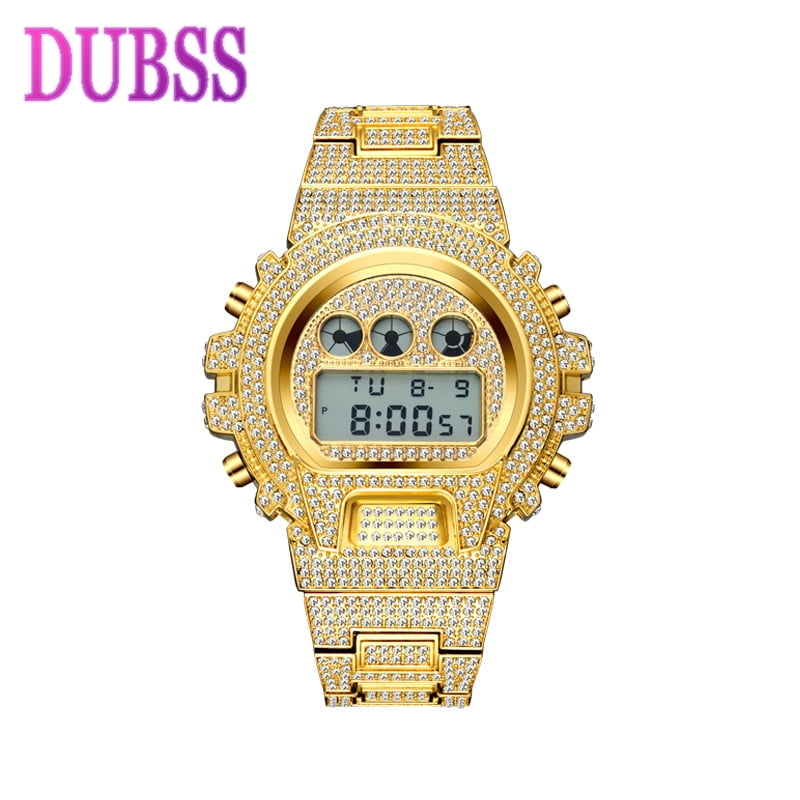 DUBSS DIGITAL LED WATERPROOF CHRONOGRAPH Man ICE OUT WATCH Relogio ...
