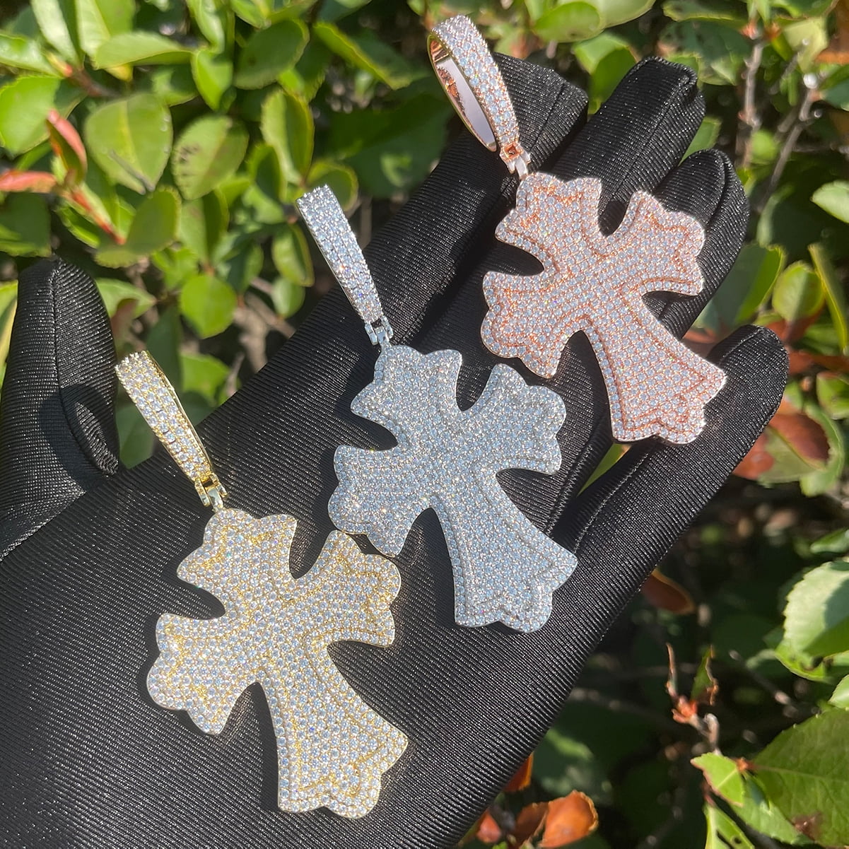 DUBSS Iced Out Cross Necklace for Men Prong Setting Cubic Zirconia Real ...