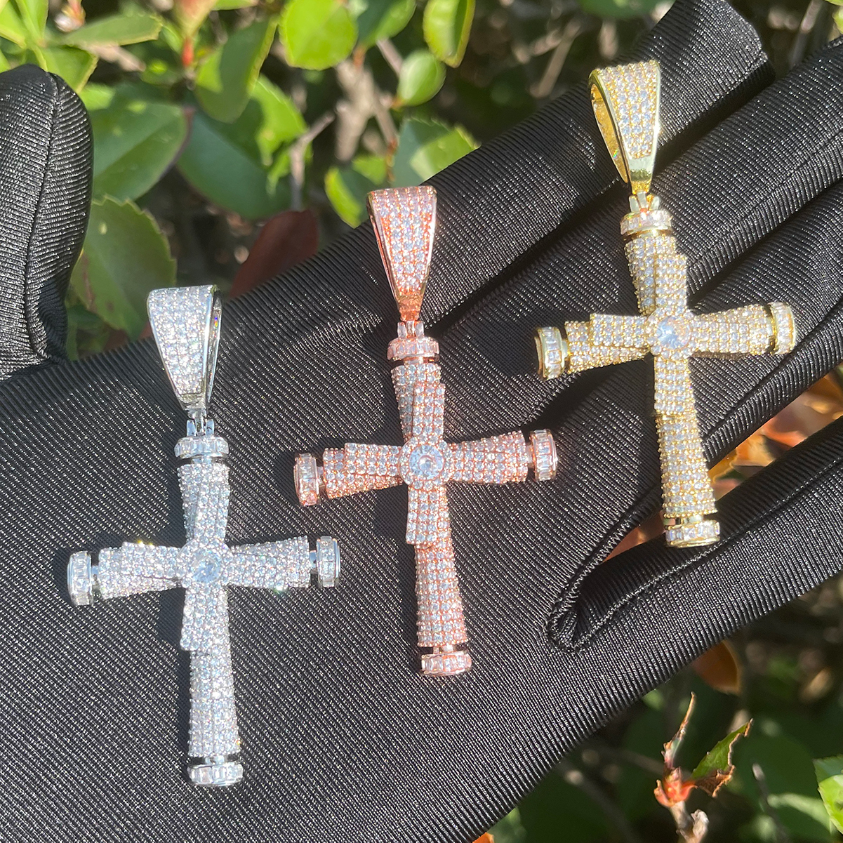 DUBSS Iced Out Cross Necklace for Women Prong Setting Cubic Zirconia ...