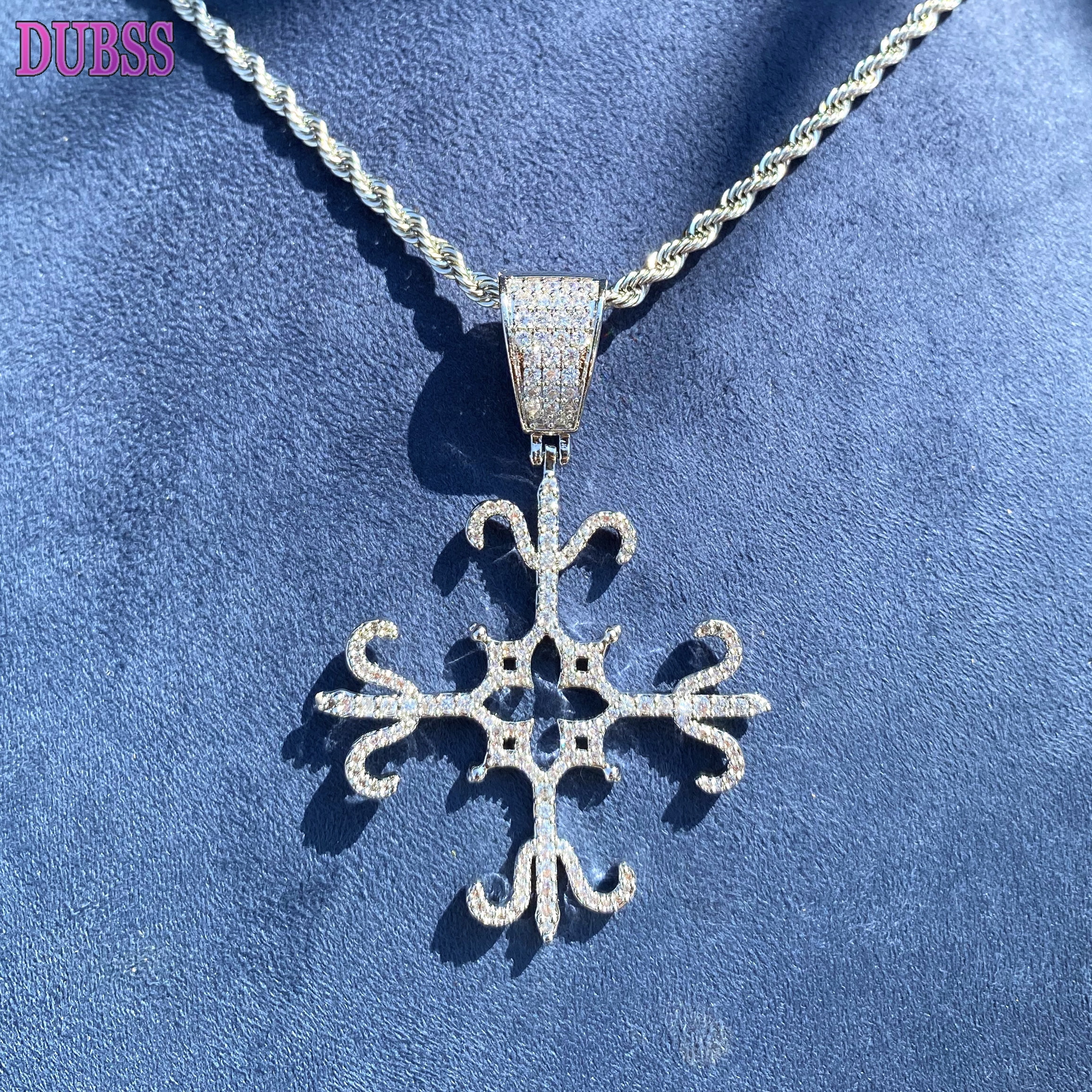 DUBSS Iced Out Four Sides Cross for Men Real Gold Plated Cubic Zirconia ...