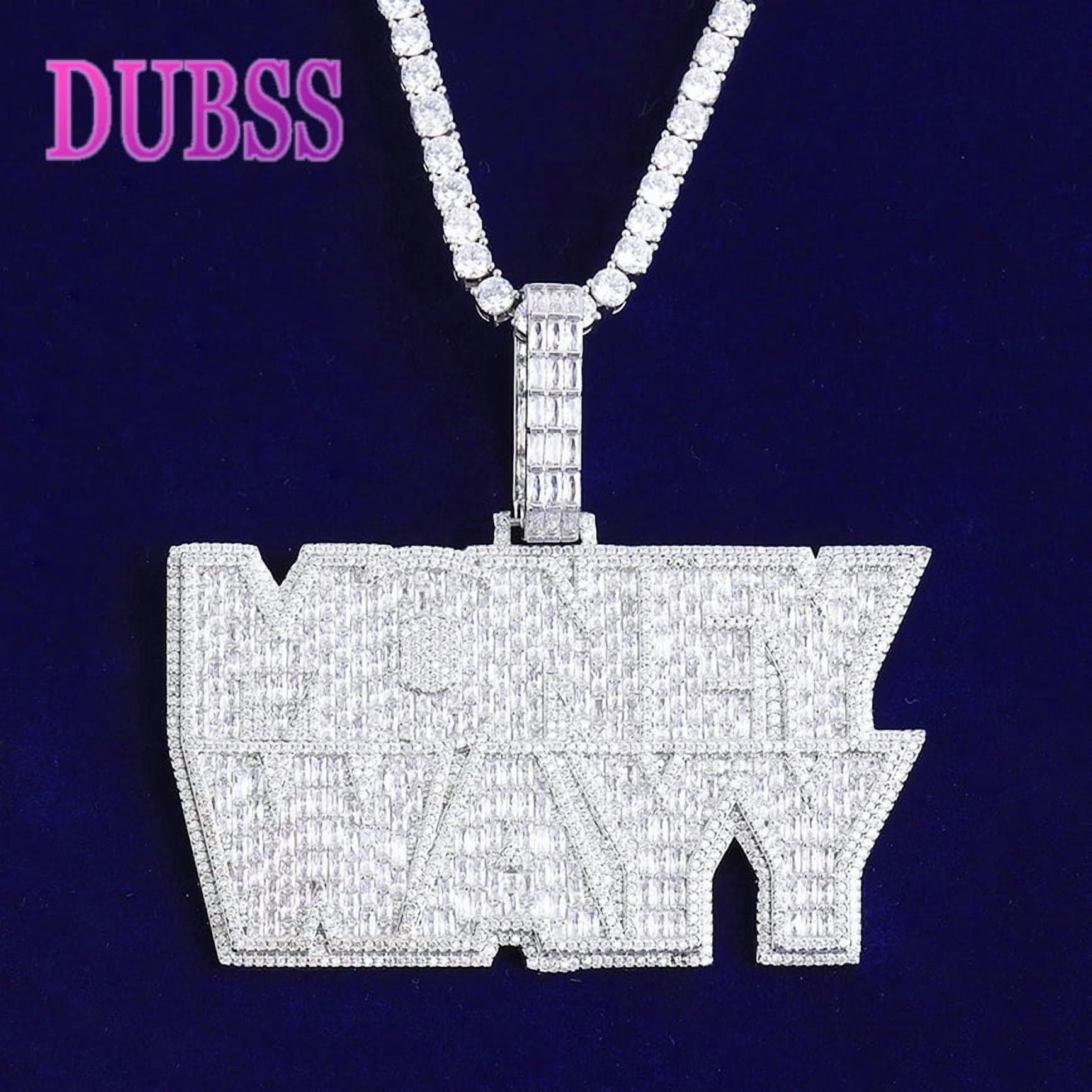DUBSS Iced Out Money Wayy Necklace Pendant for Men Prong Setting Real ...